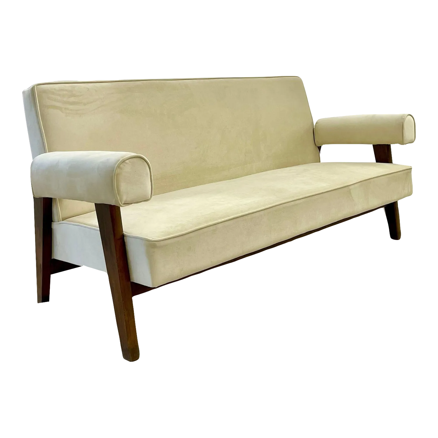 Authentic Pierre Jeanneret Upholstered Bridge Sofa, Mid-Century Modern, Markings - Great Gifts Club