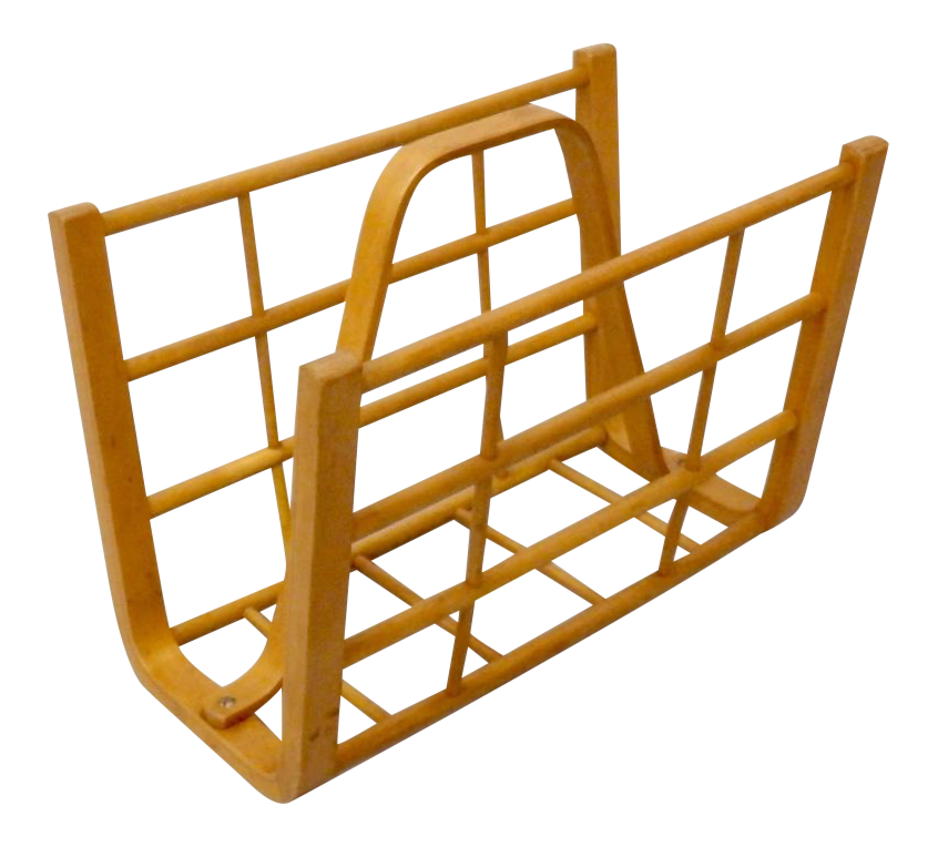 Alvar Aalto Attributed Bent Wood Magazine Stand Rack | Chairish