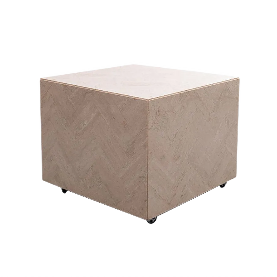 Travertine Cube Table on Wheels, 1970s | Chairish