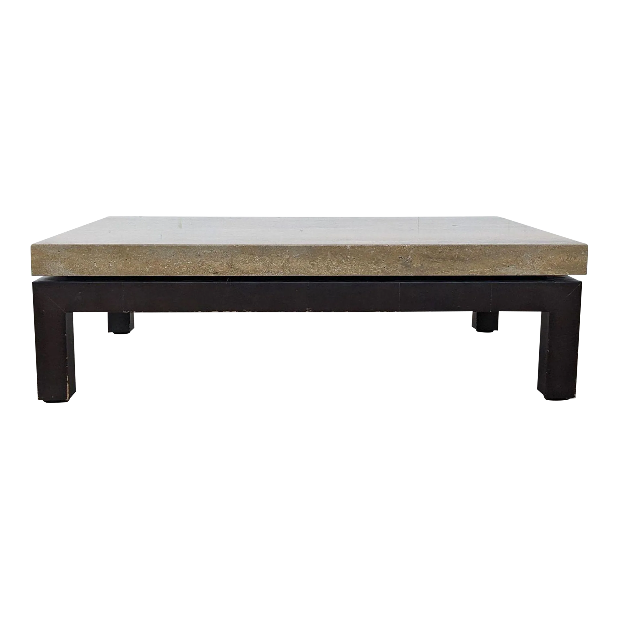 Stone International Travertine Top Coffee Table | Chairish