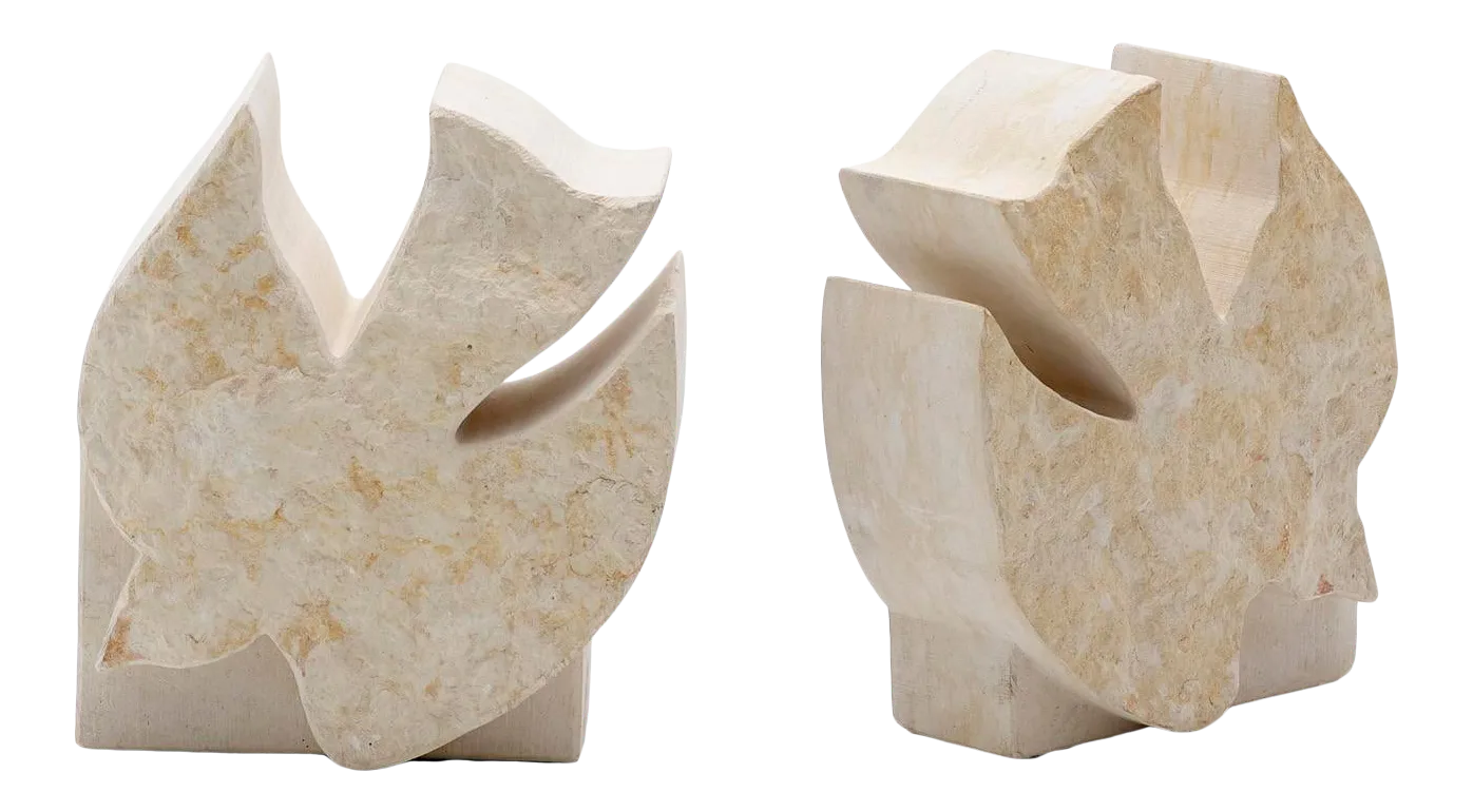 1970s Vintage Soapstone Dove Bookends- A Pair | Chairish