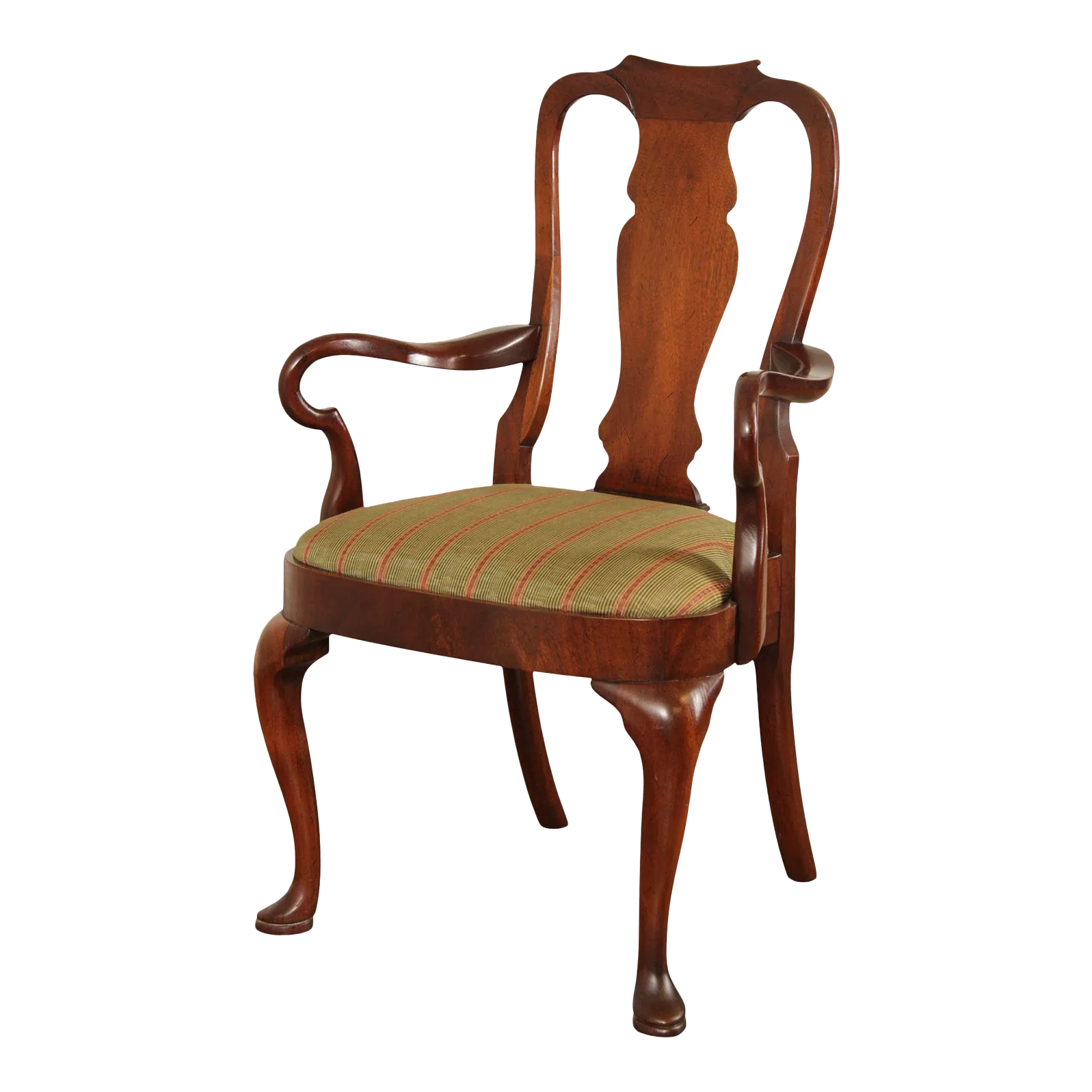 1980s Queen Anne Style Mahogany Shepard's Crook Armchair Attributed to ...