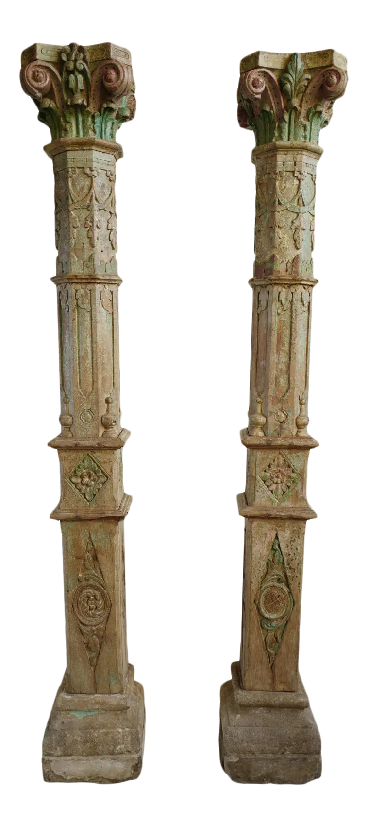 Antique Colonial India Columns - A Pair | Chairish
