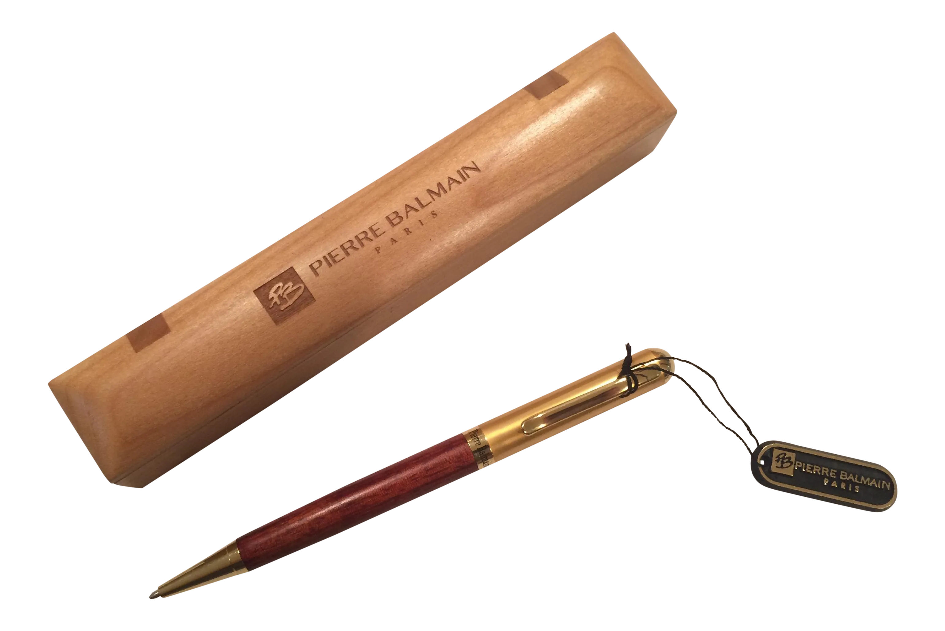 Vintage "Pierre Balmain Paris" Ball Point Wooden Pen in Wood Case ...