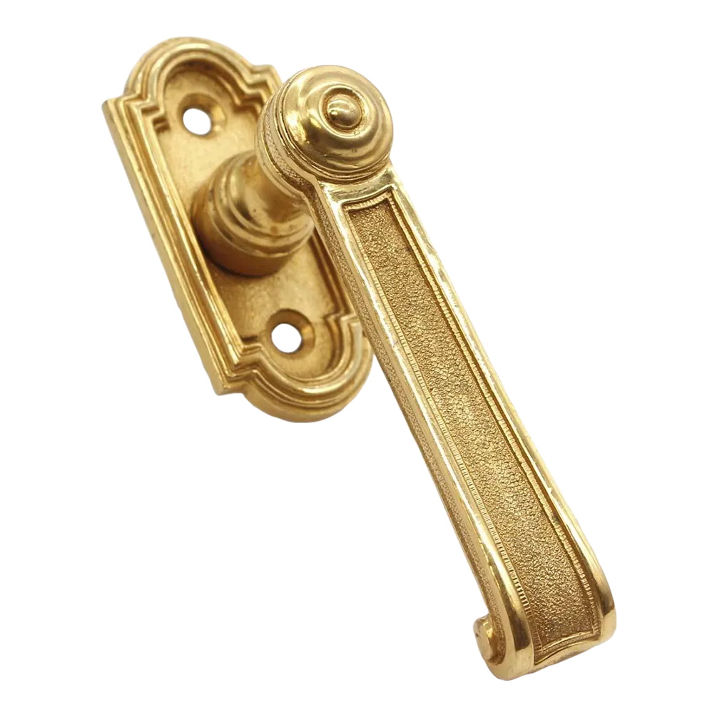 Mid 20th Century French Gilded Brass Dummy Lever Door Handle Set | Chairish