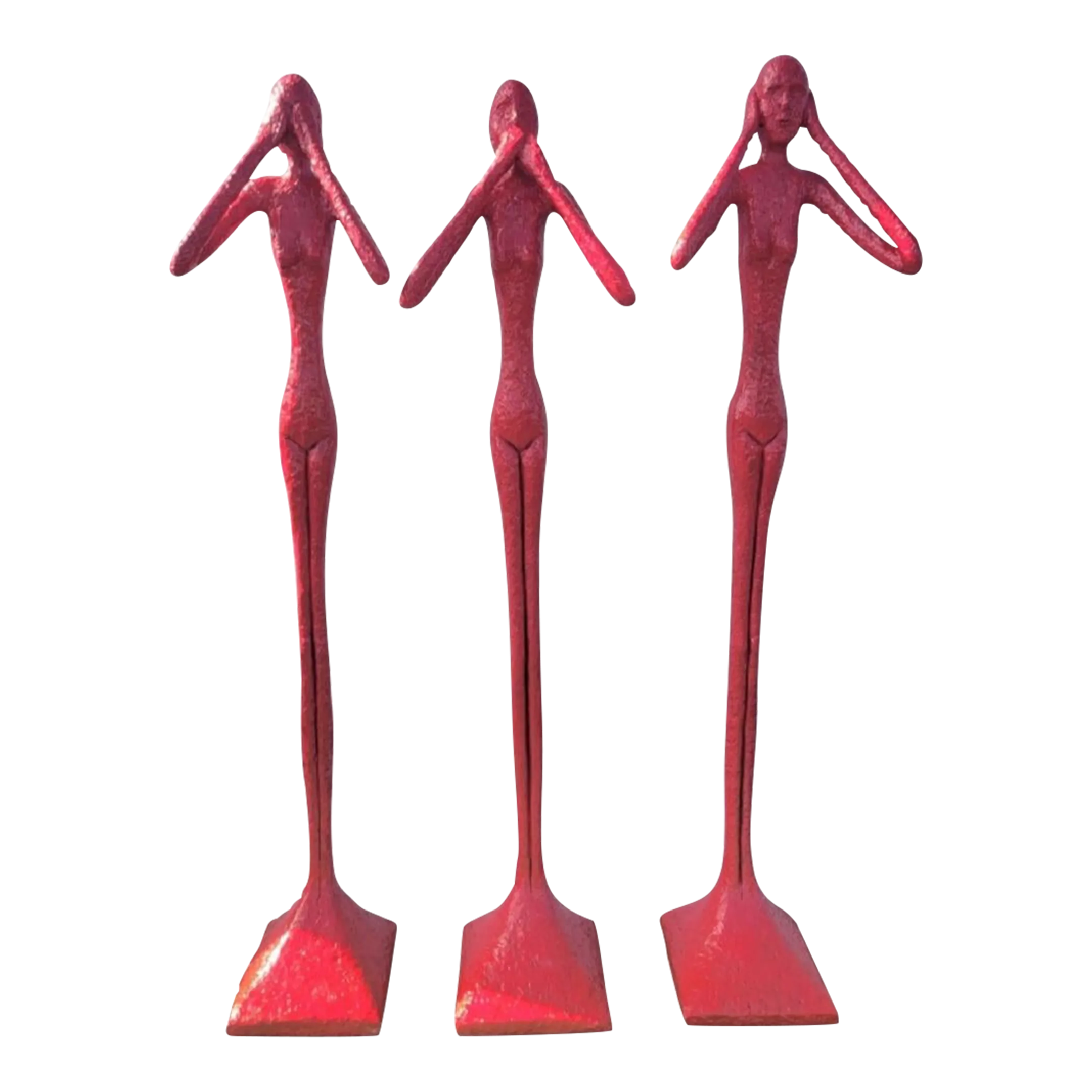 Modern Bright Glossy Red Monumental Sized Floor Sculptures See No Evil ...