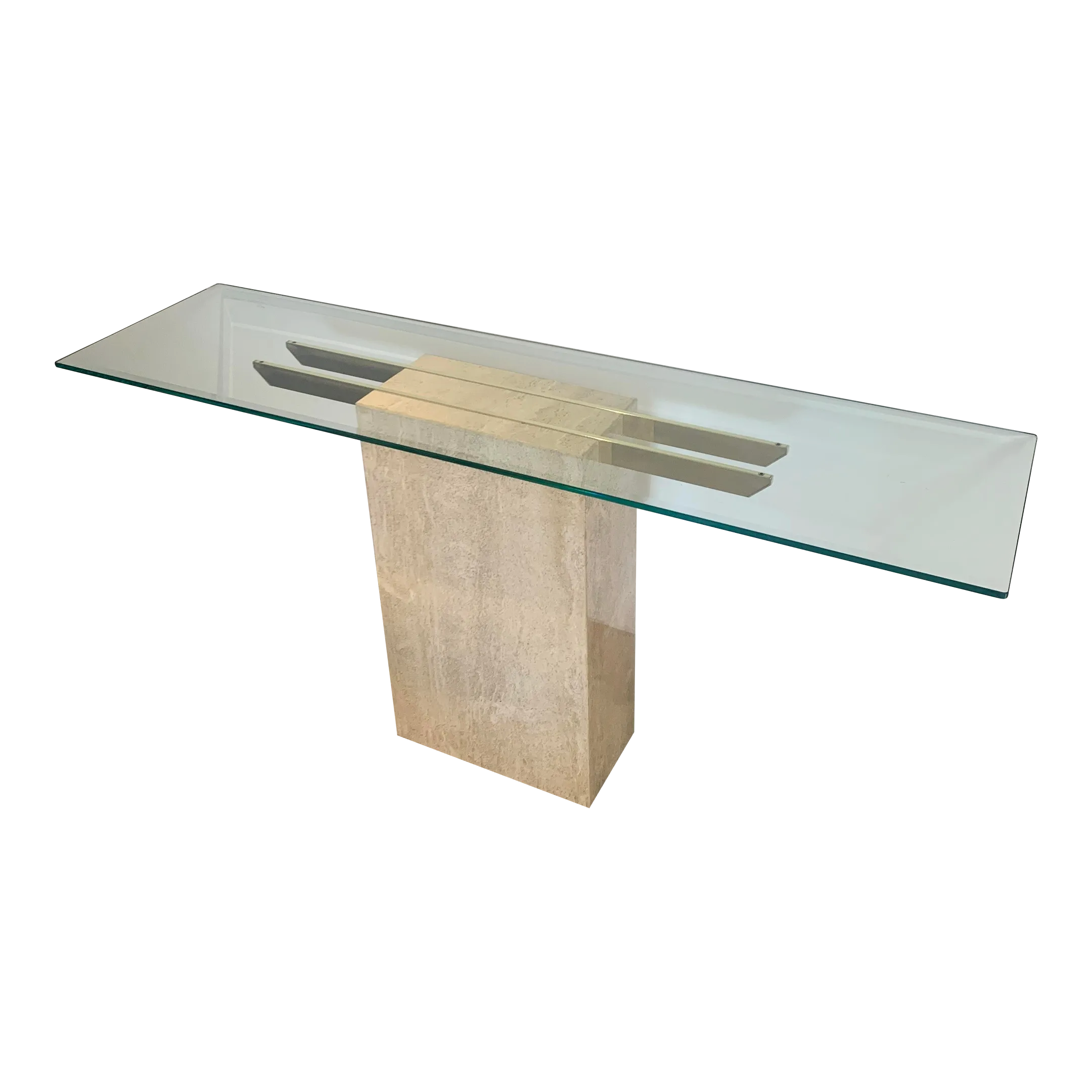 Italian Artedi Travertine Console Table | Chairish