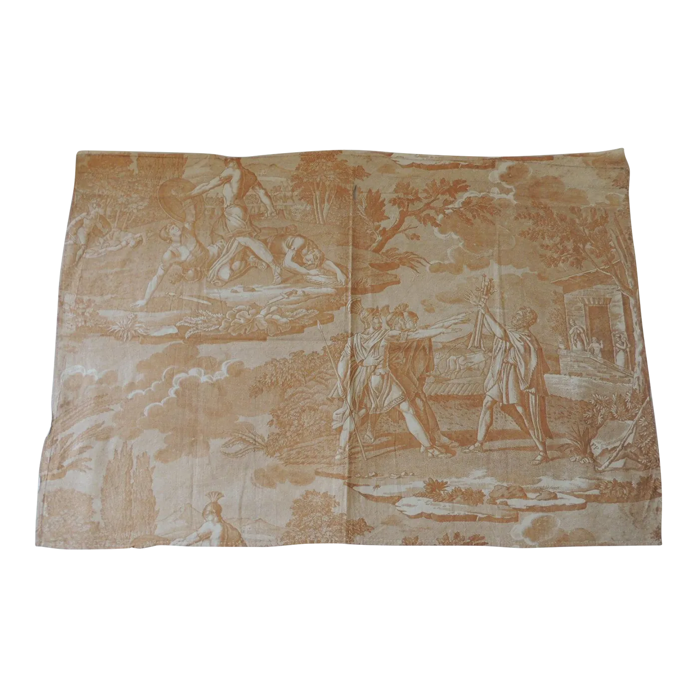 Antique Soft Yellow Printed Cotton Toile De Jouy Textile Fragment ...