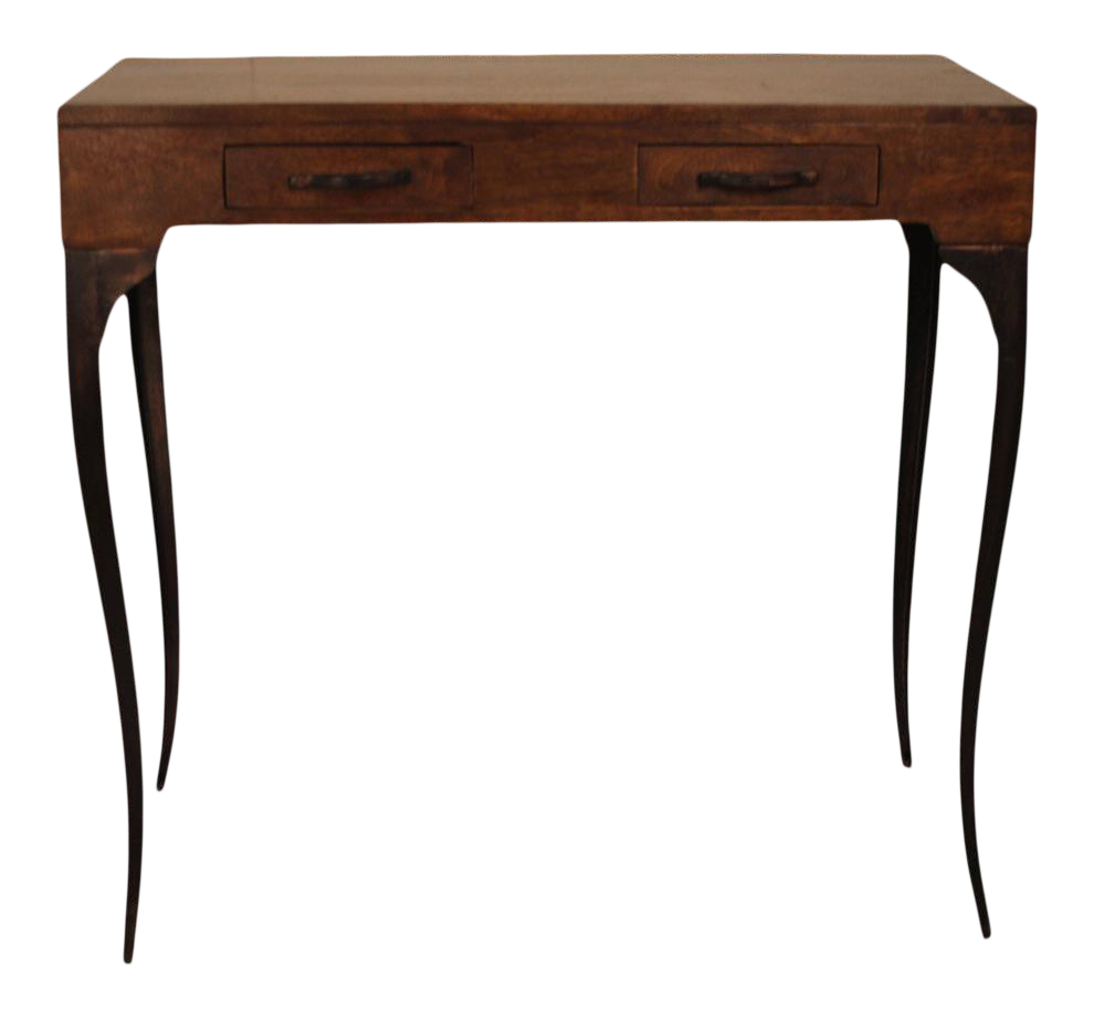 Melange Wooden Console Table With Cabriole Legs | Chairish