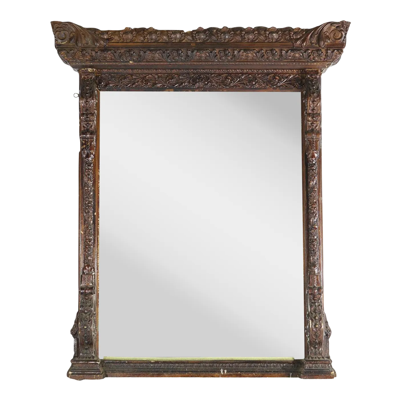 Antique Renaissance Revival Heavily Carved Wood & Gesso Over Mantle ...
