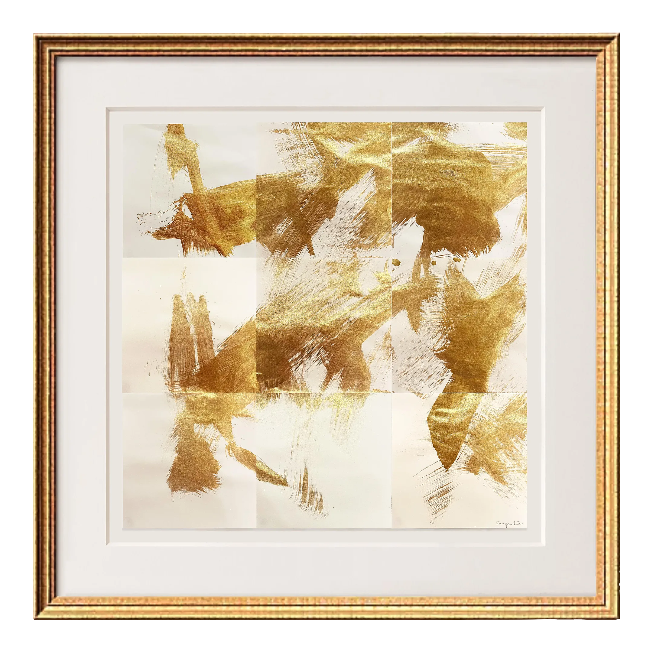 Sumi Ink Painting Golden Flow No.4 by Fanyu Lin | Chairish