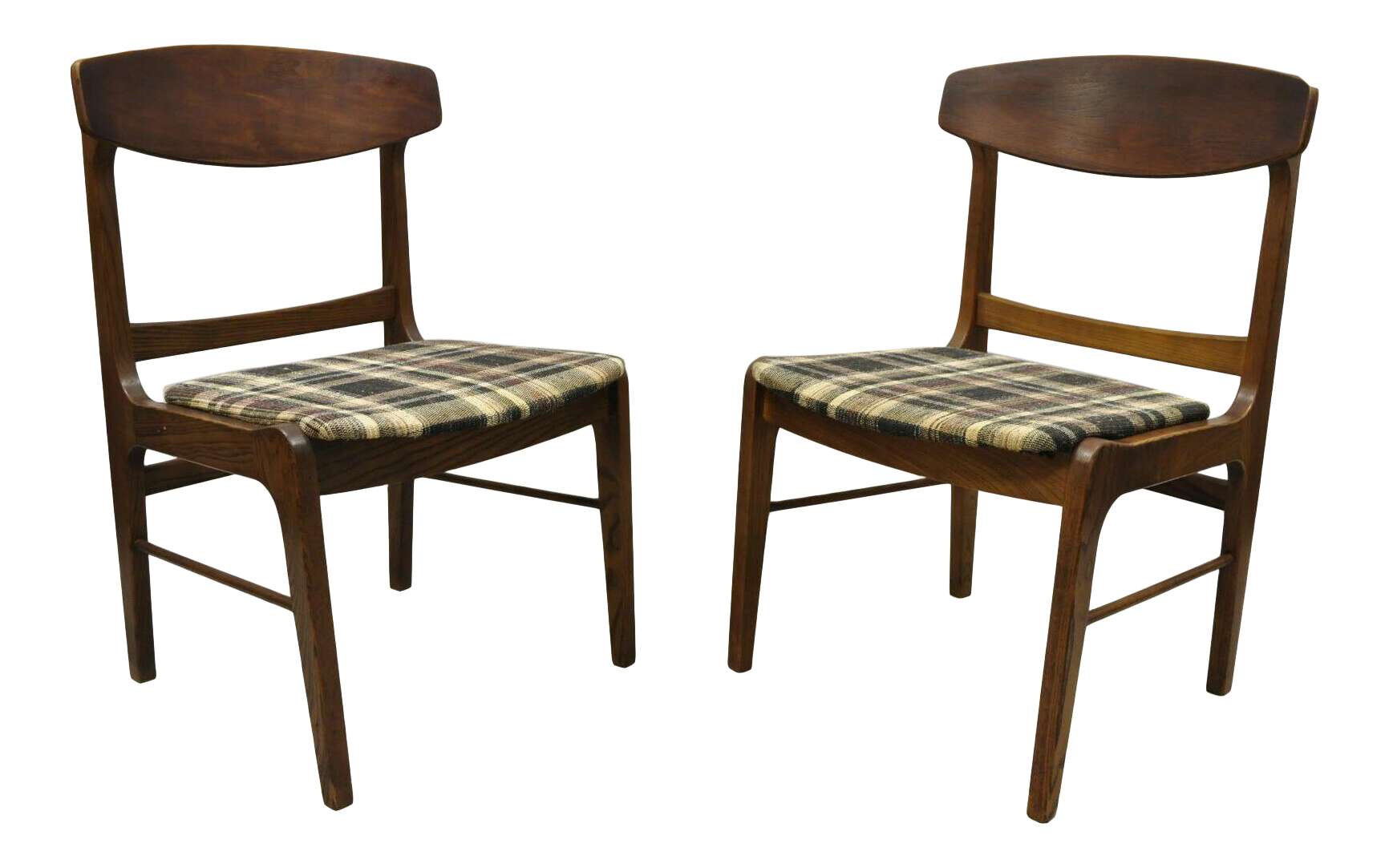 Vintage Mid Century Walnut Oak Sculptural Curved Back Dining Chairs - a ...