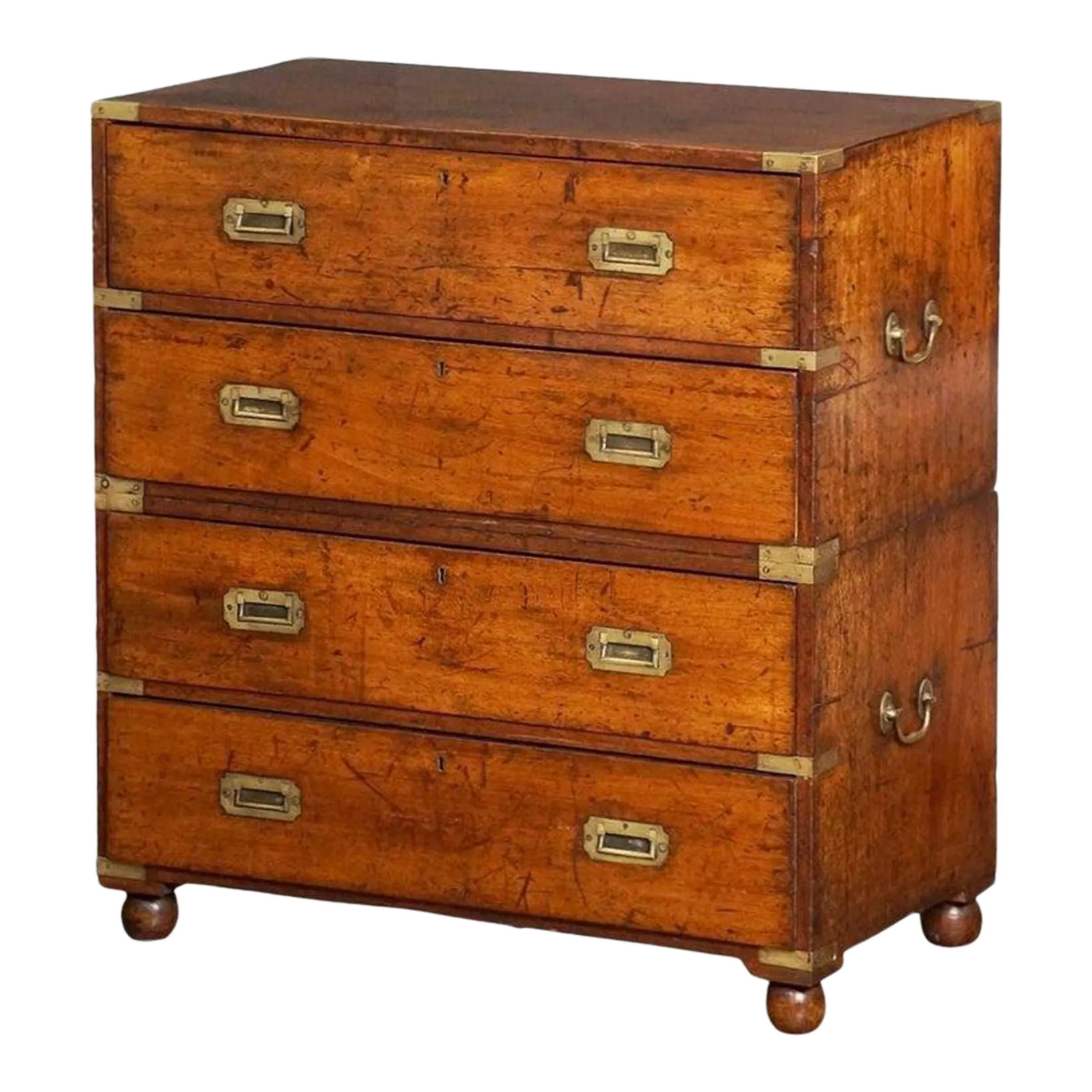 British Military Officer's Campaign Chest or Dresser of Brass-Bound ...