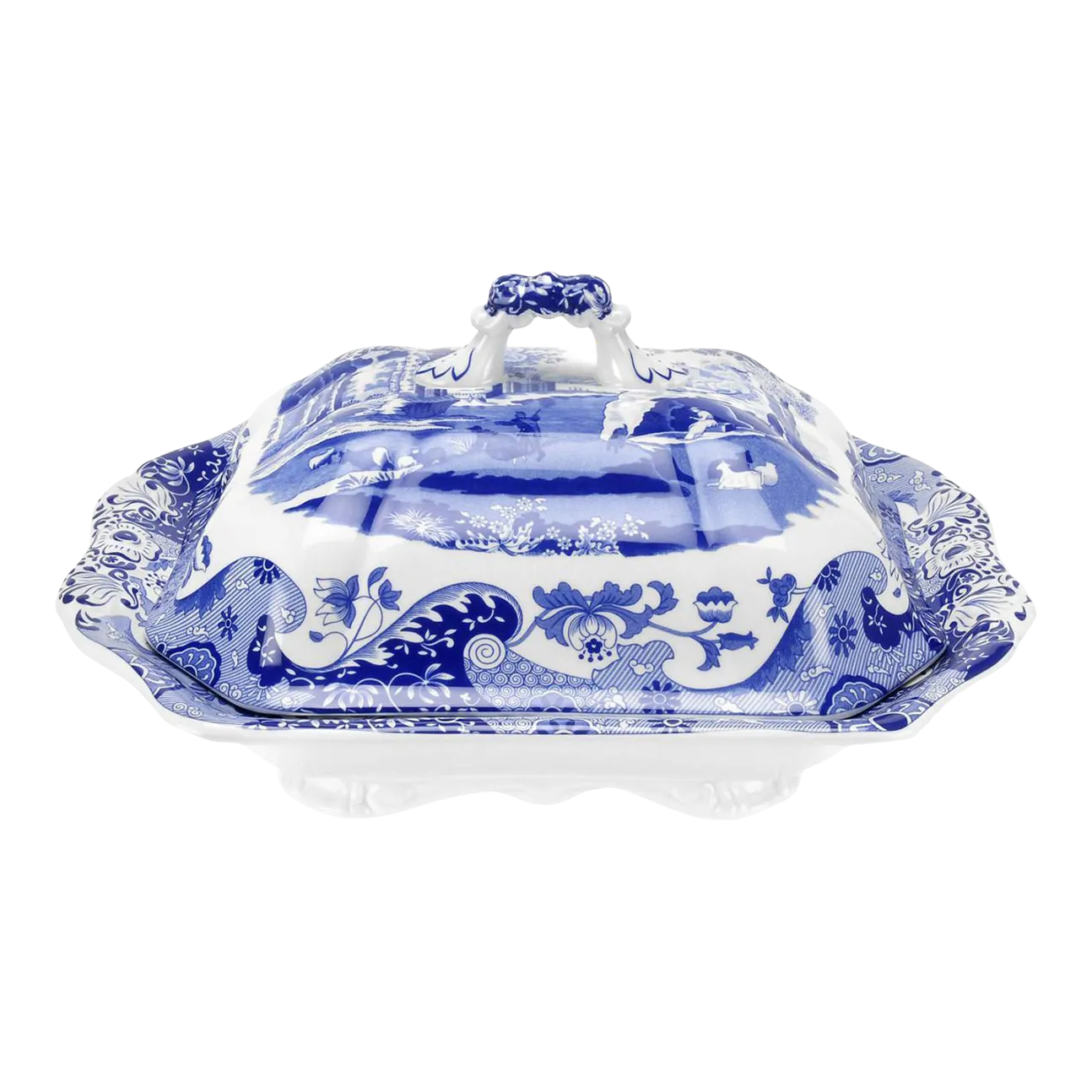 Spode Blue Italian Covered Vegetable Dish 12" | Chairish