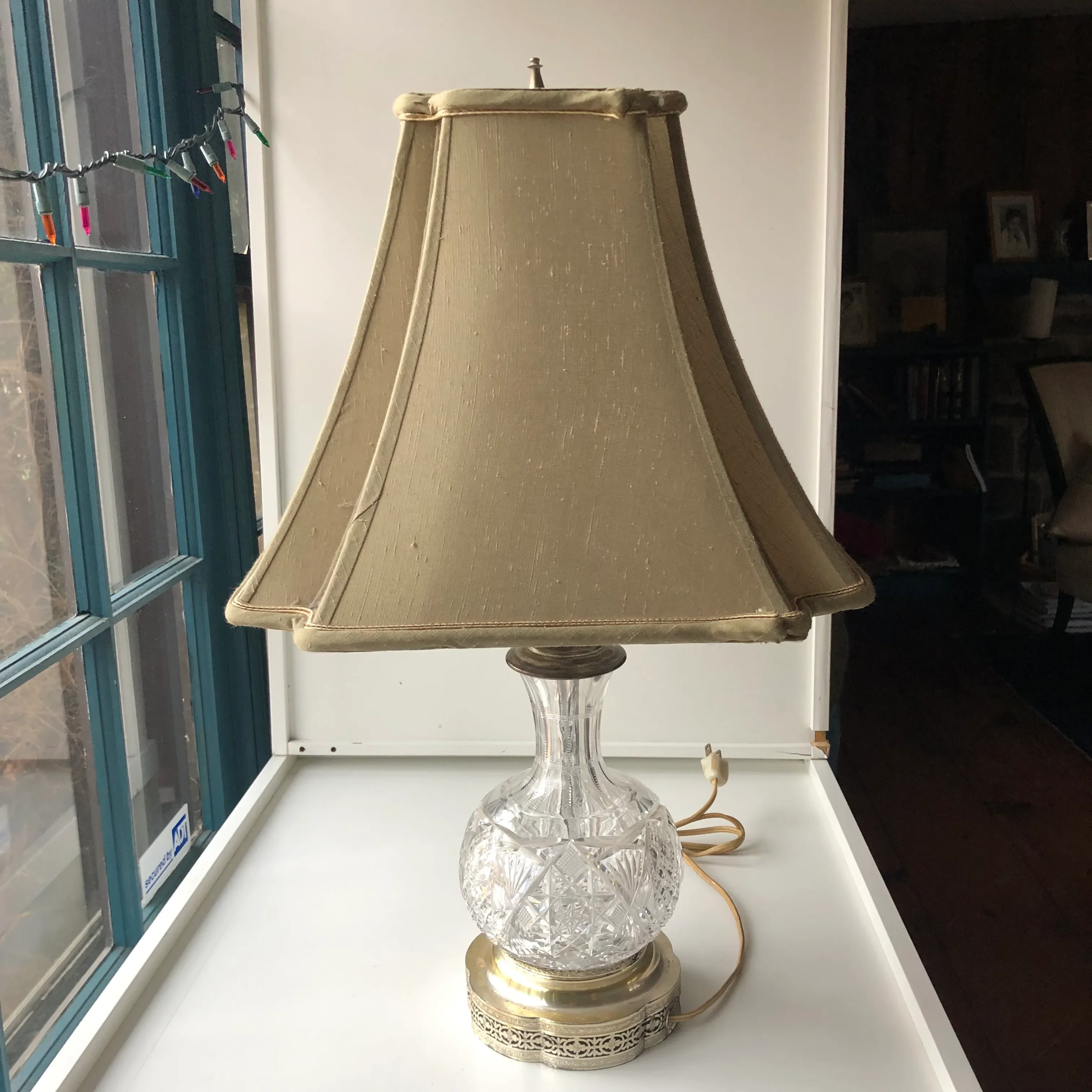 Vintage Cut Glass Table Lamp Vintage 1940s Press Cut Glass Table Lamp