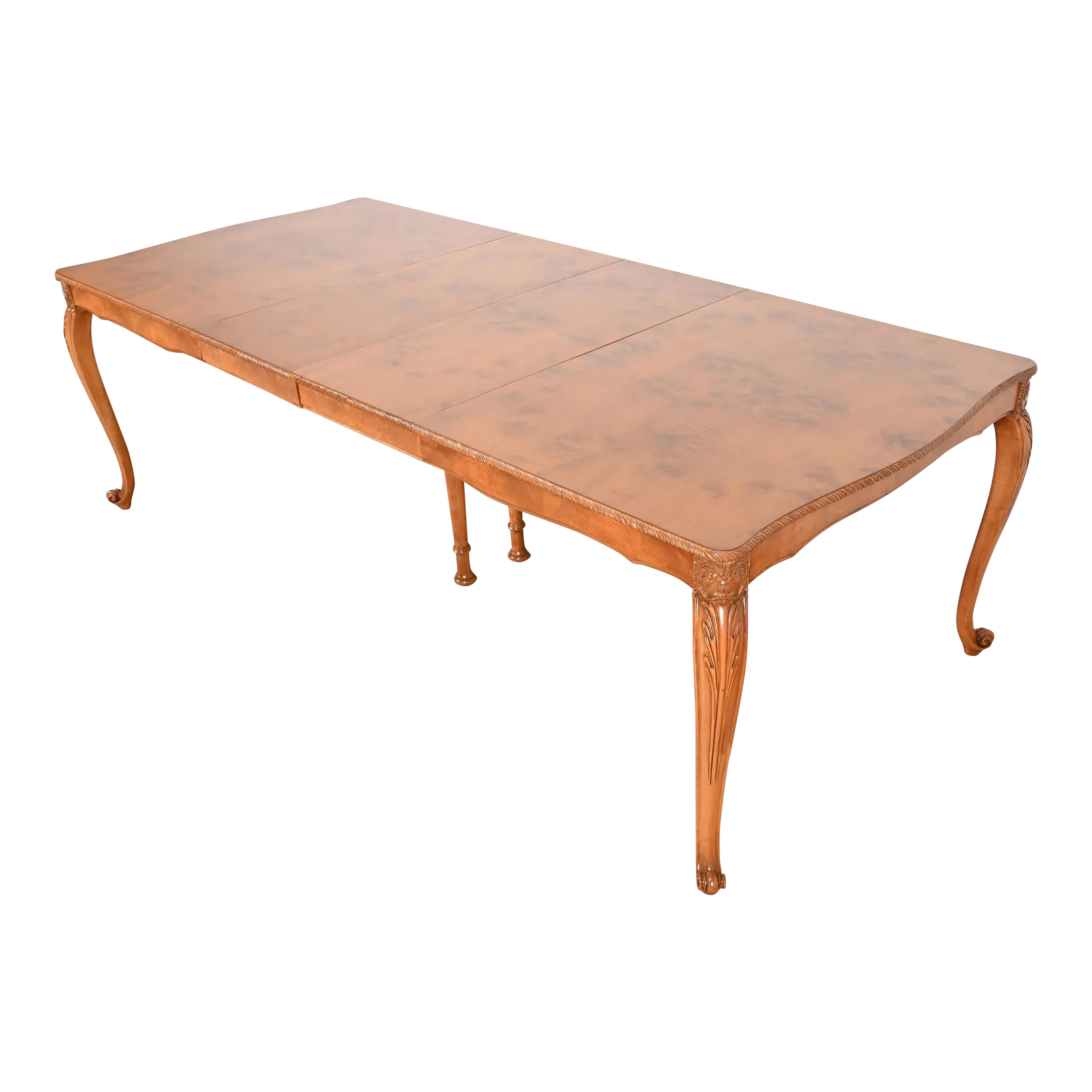 Romweber French Provincial Louis XV Burl Wood Extension Dining Table ...