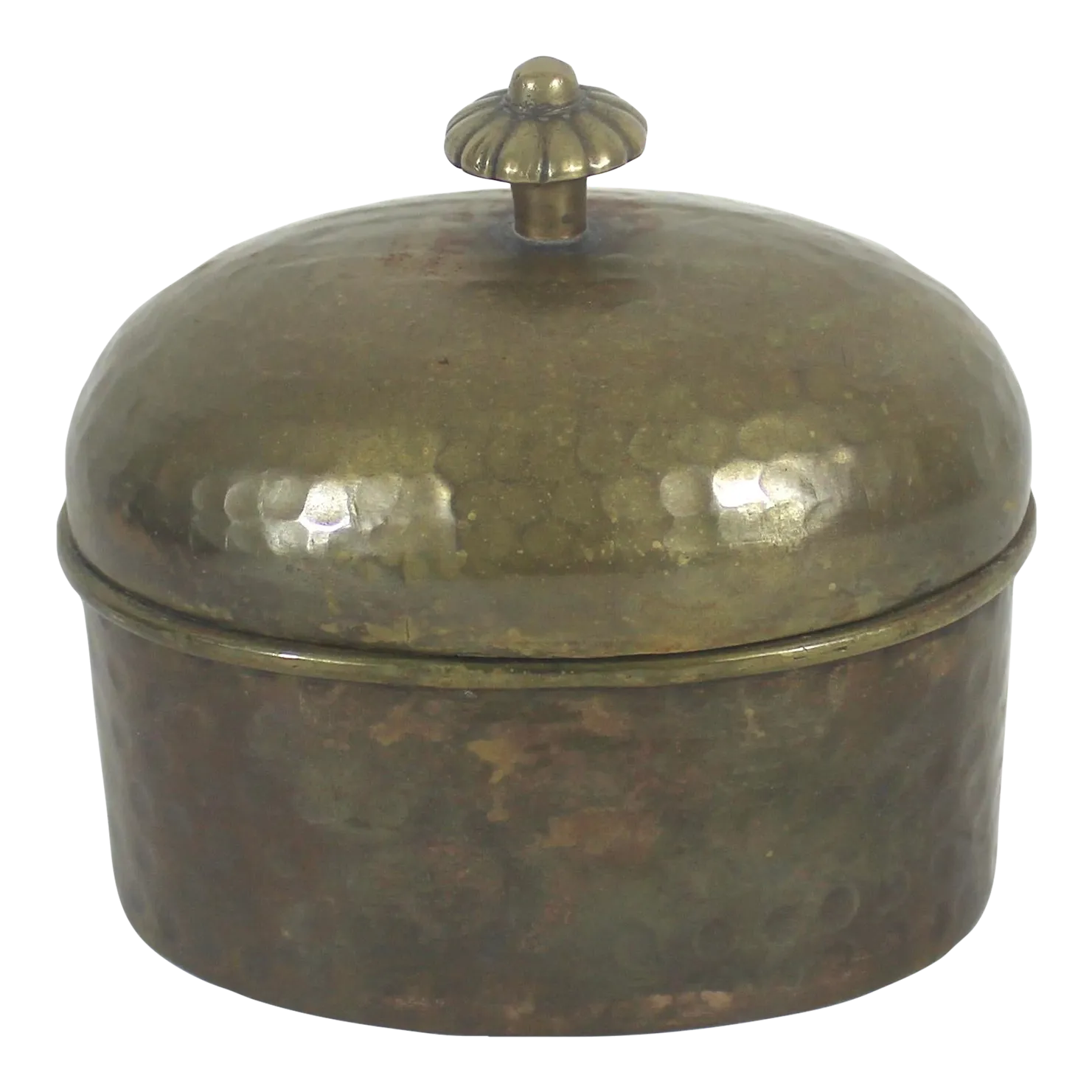 Early 20th Century Vintage Hammered Brass Box With Lid and Finial ...
