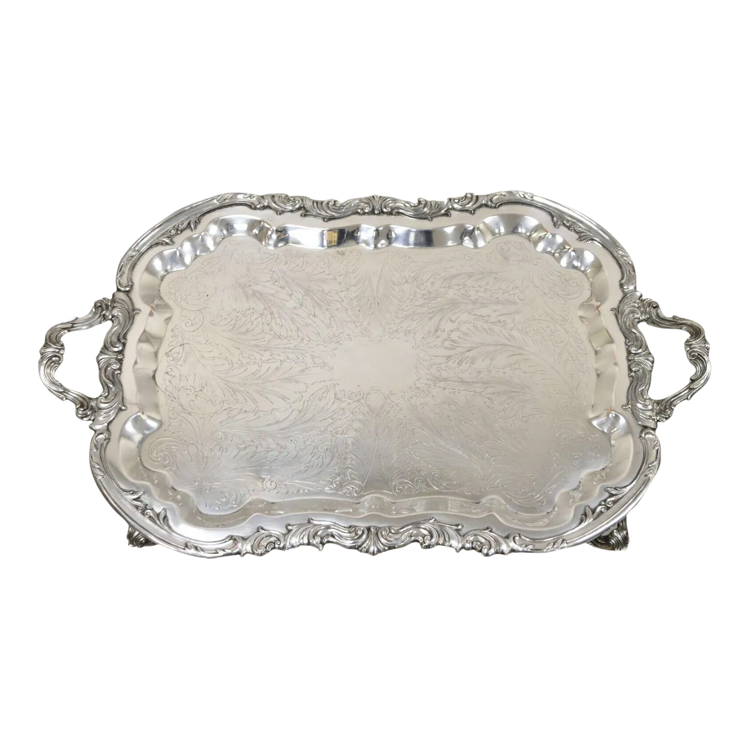 Vintage Fb Rogers Silver Co 2377 Silver Plated Serving Tray | Chairish