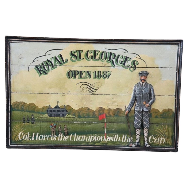 Vintage Hand-Painted Wood Golf Club Sign, 1920s | Chairish