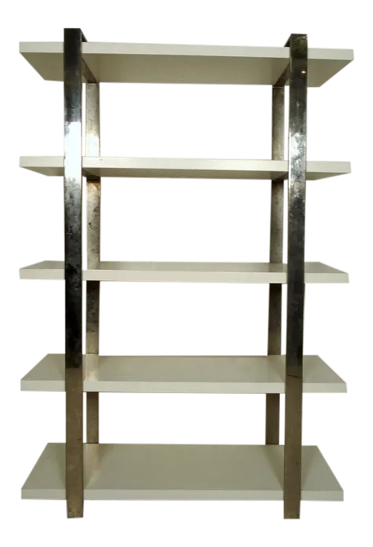 Mid-Century Chrome Frame Bookcase | Chairish