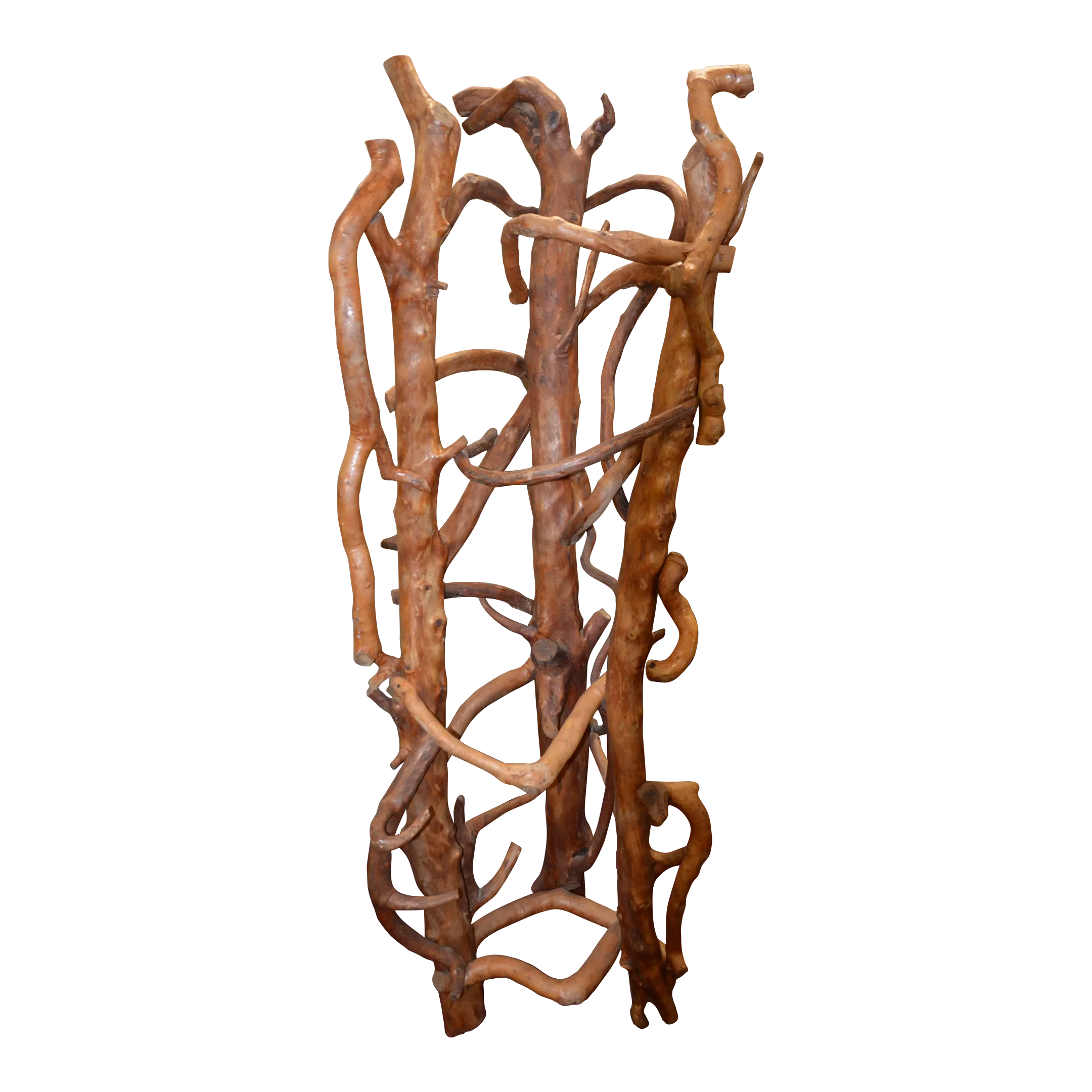 1990s Hand-Crafted Solid Wood / Tree Branch Stand / Coat Rack | Chairish