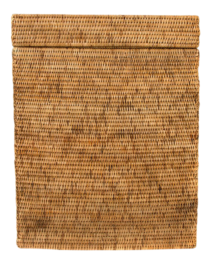Artifacts Rattan Rectangular Hamper with Hinged Lid in Honey Brown ...