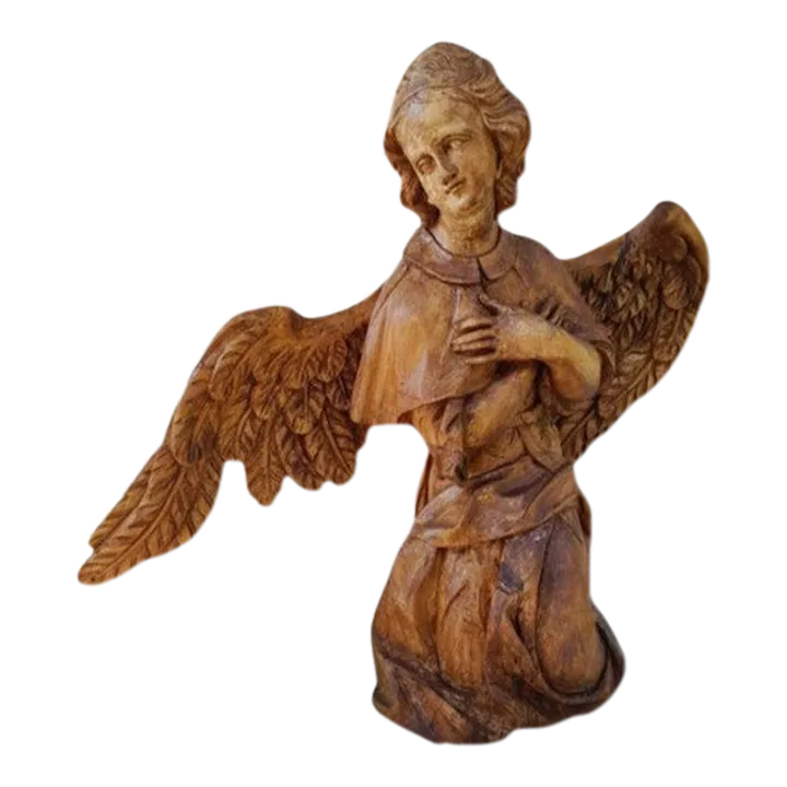 17th Century Large Wooden Carved Angel | Chairish
