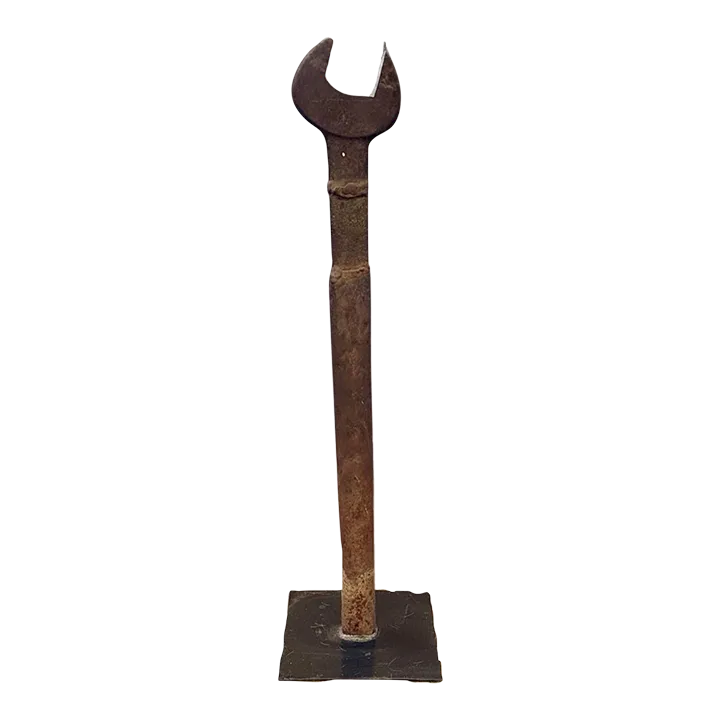 1930s Large Decorative Industrial Mounted Cast Iron Wrench | Chairish