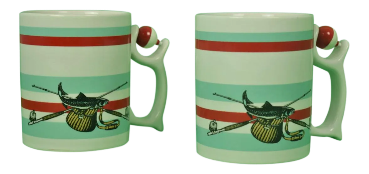 1980s Adirondack Spinners Angling Mugs - a Pair | Chairish