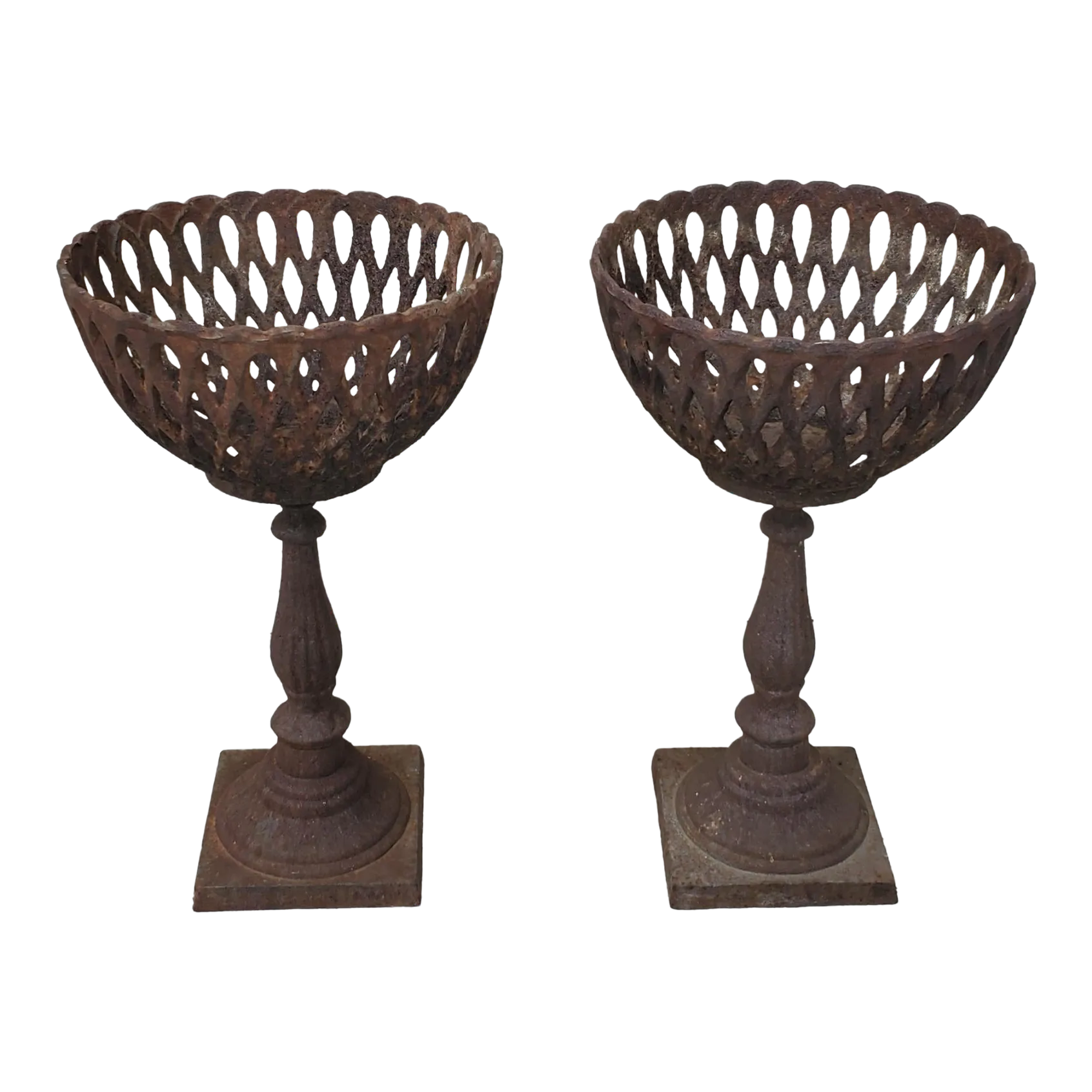 1920s Reticulated Heavy Cast Iron Classic French Pedestal Urn Planters ...