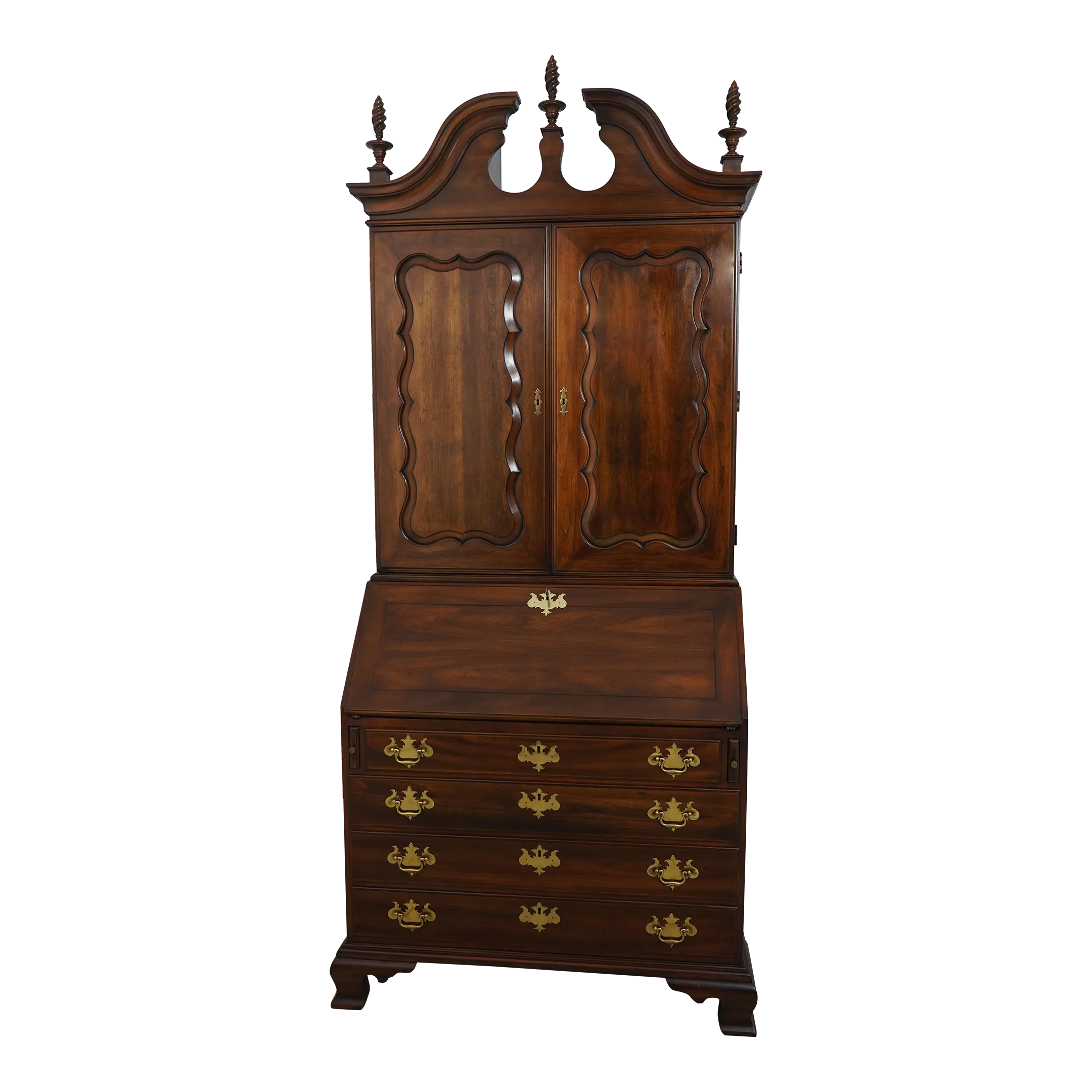 Statton Oxford Antique Cherry Chippendale Style Secretary Desk | Chairish