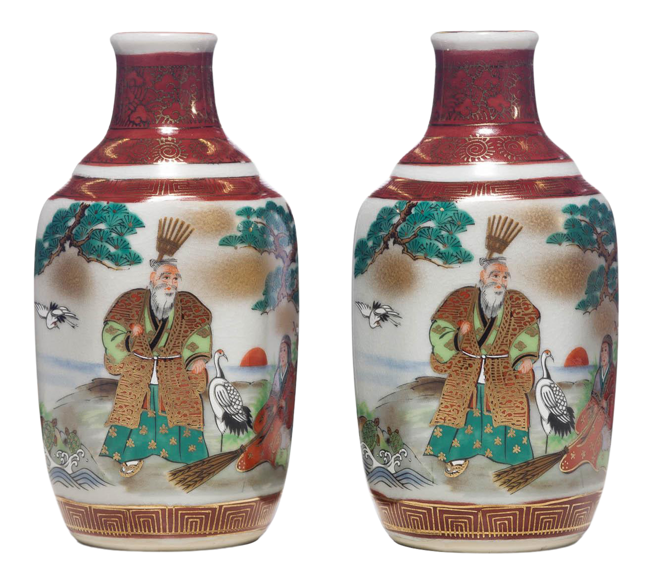 Antique Japanese Kutani Tozan Meiji-Era Hexagonal Gilded Porcelain ...