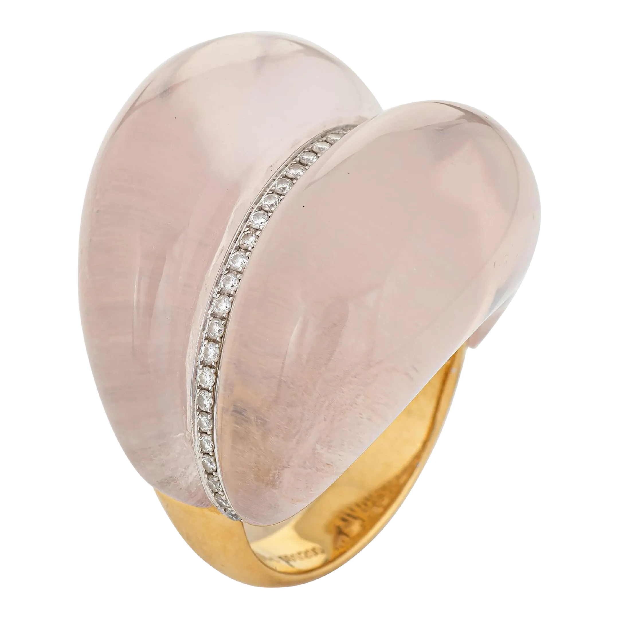 Contemporary Rose Quartz Diamond 18k Yellow Gold Limited Edition Ring ...