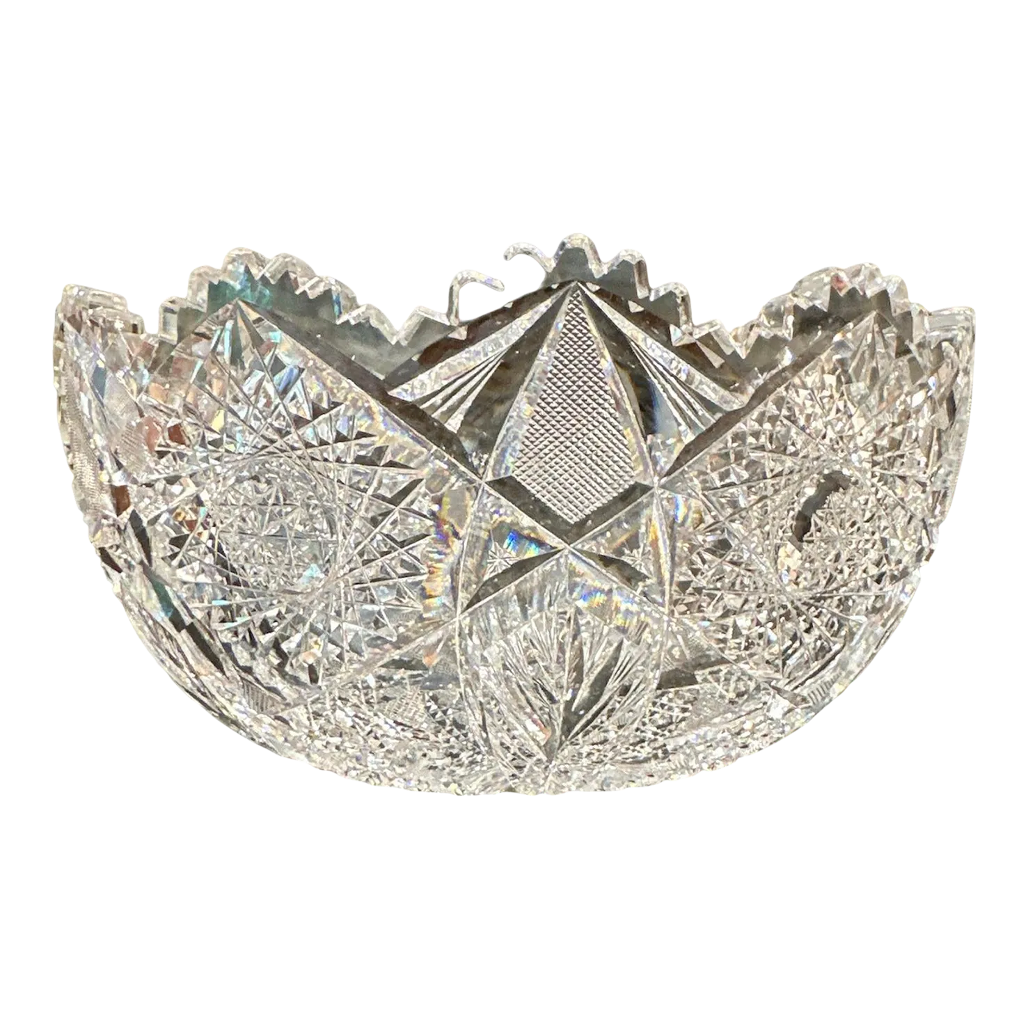 Antique Crystal Serving Bowl American Brilliant Period Shotton Glass ...