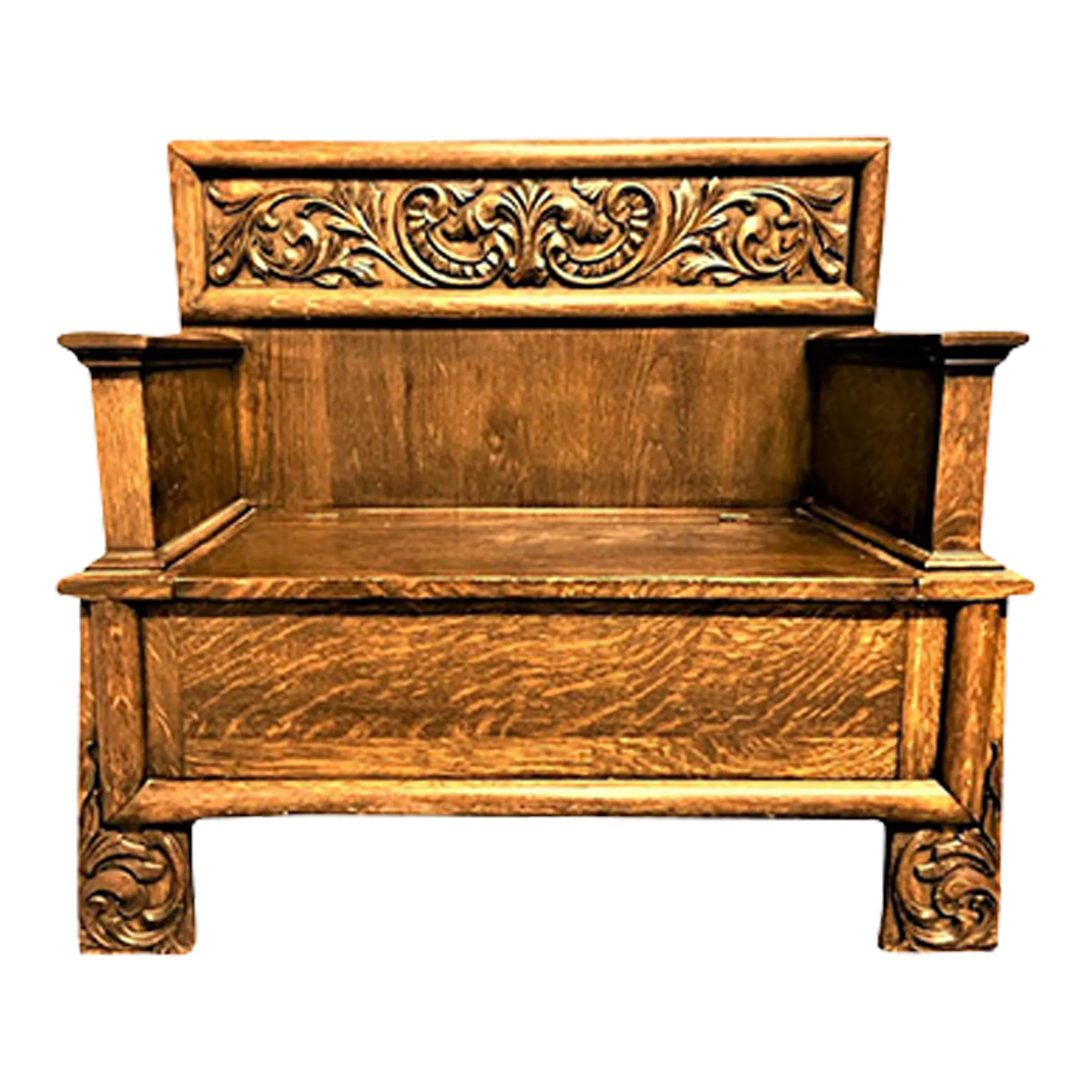Antique William Morris Style English Arts & Crafts Movement Oak Carved ...