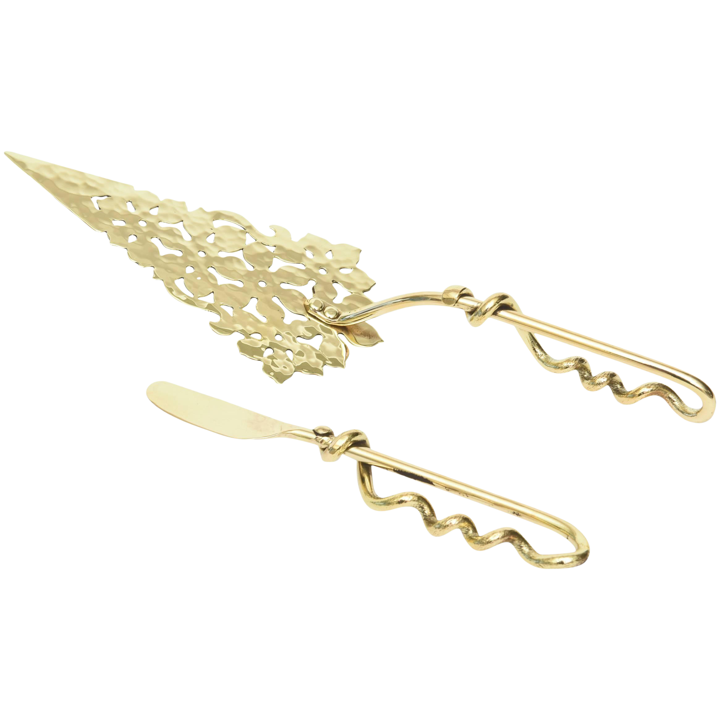 1970s Hand-Wrought Solid Brass Sculptural Serving Utensils Pair Of ...