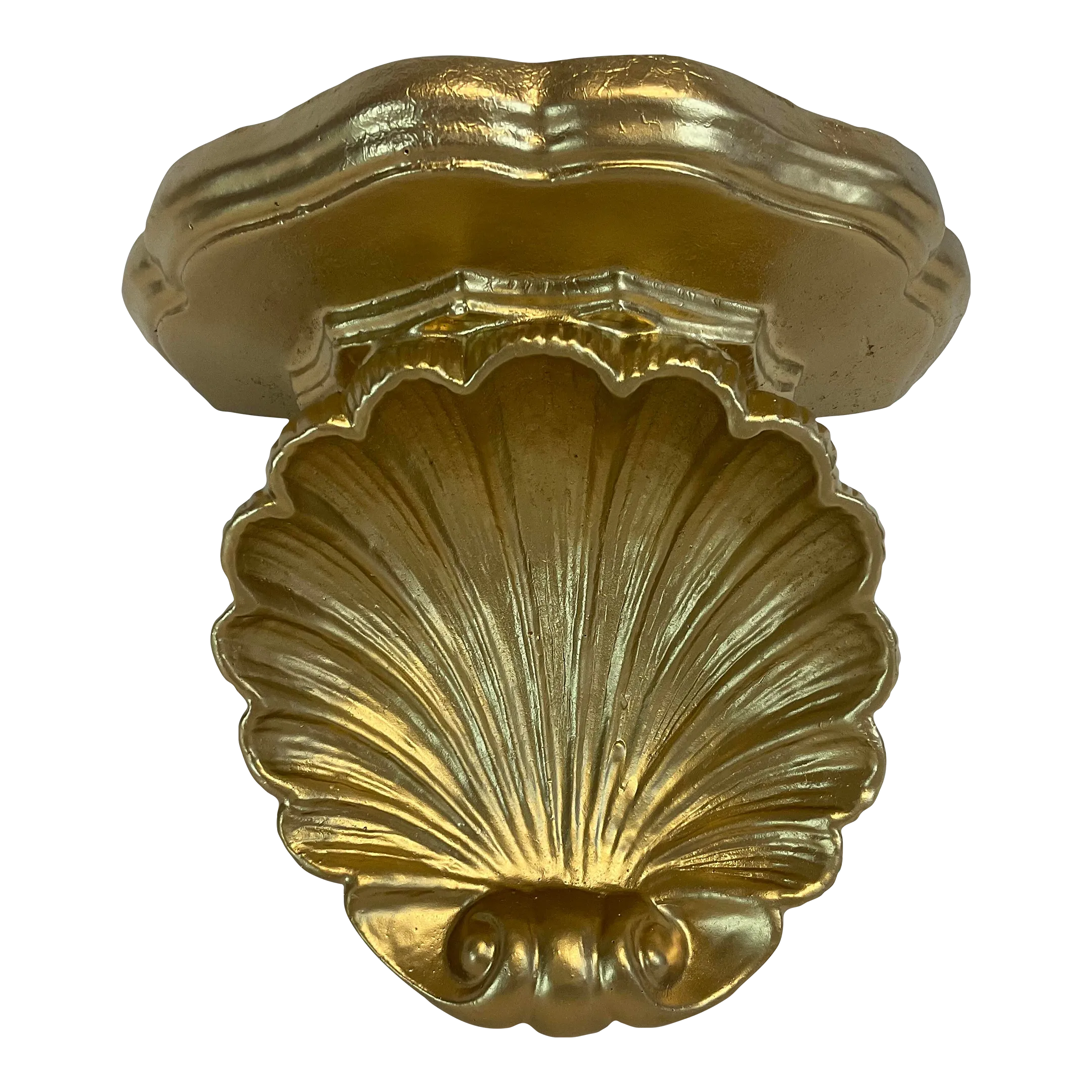Vintage Neoclassical Coastal Palm Beach Regency Clam Shell Gold Wall ...