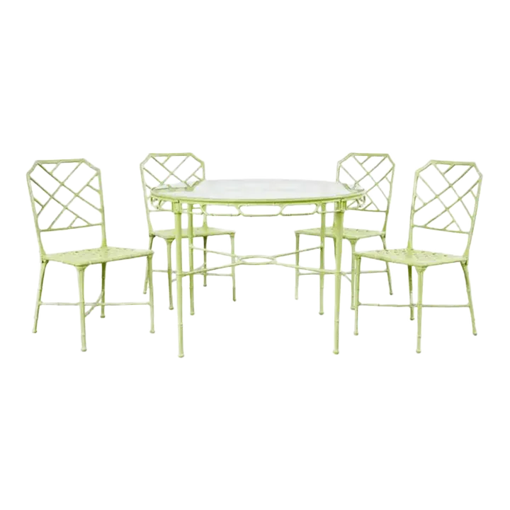 20th Century Brown Jordan Faux Bamboo Calcutta Garden Dining Set | Chairish