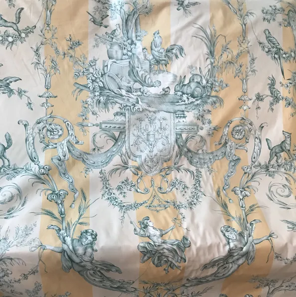 Scalamadre Cotton Toile Print Fabric- 20 Yards | Chairish