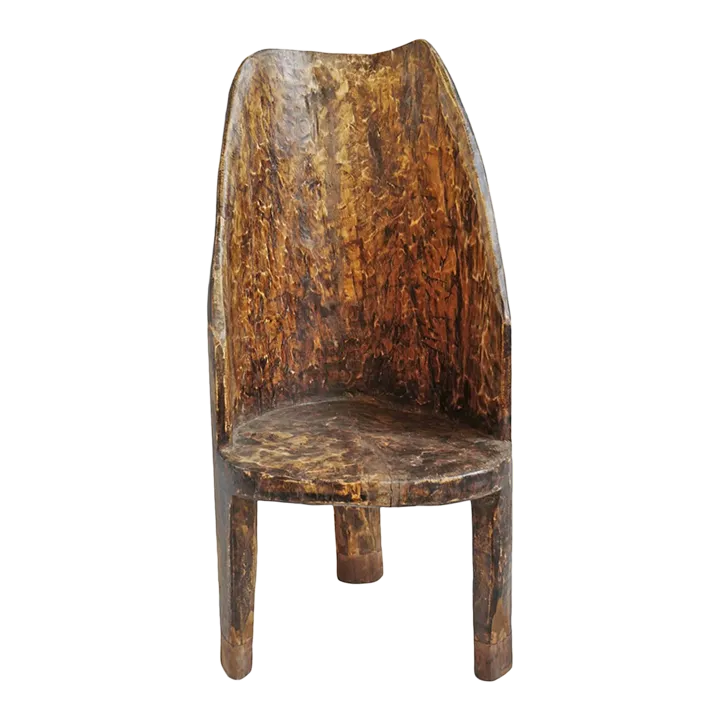 Mid 20th Century Vintage Naga Carved Wood Tribe Chair | Chairish