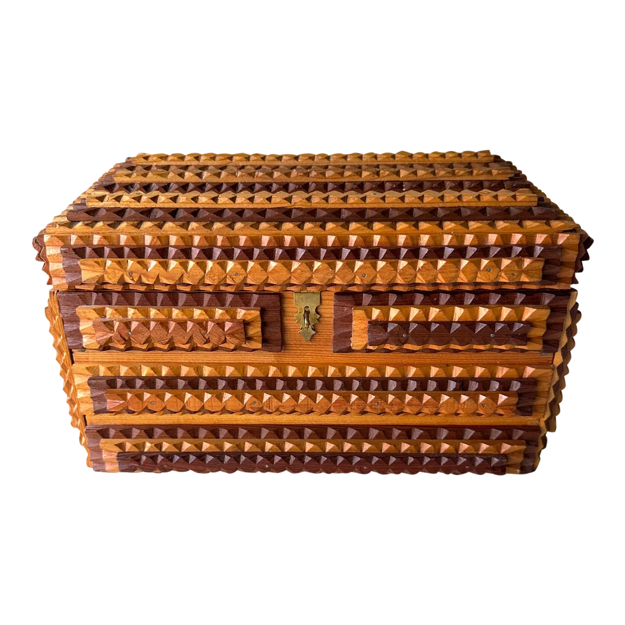 Antique Wooden Tramp Folk/Art Box | Chairish
