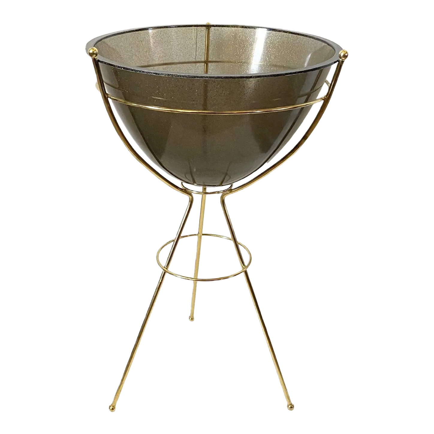 Bullet Planter Mid Century Modern Atomic Smoke Gray Metallic Gold Fleck ...