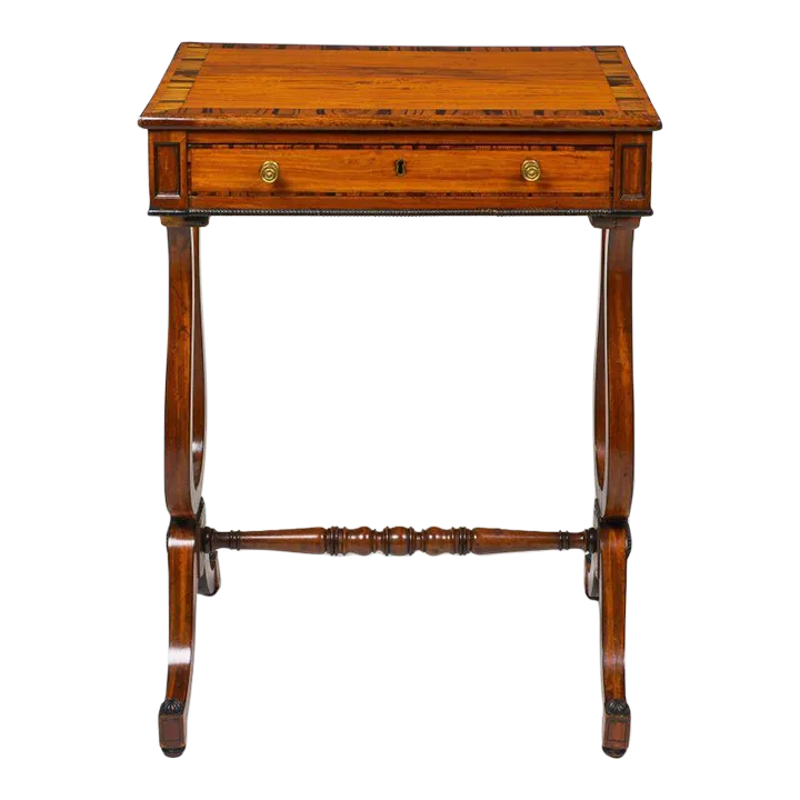 A Fine Regency Satinwood and Calamander Work Table | Chairish