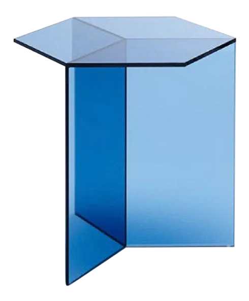 Blue Acrylic Hexagon Side Table | Chairish