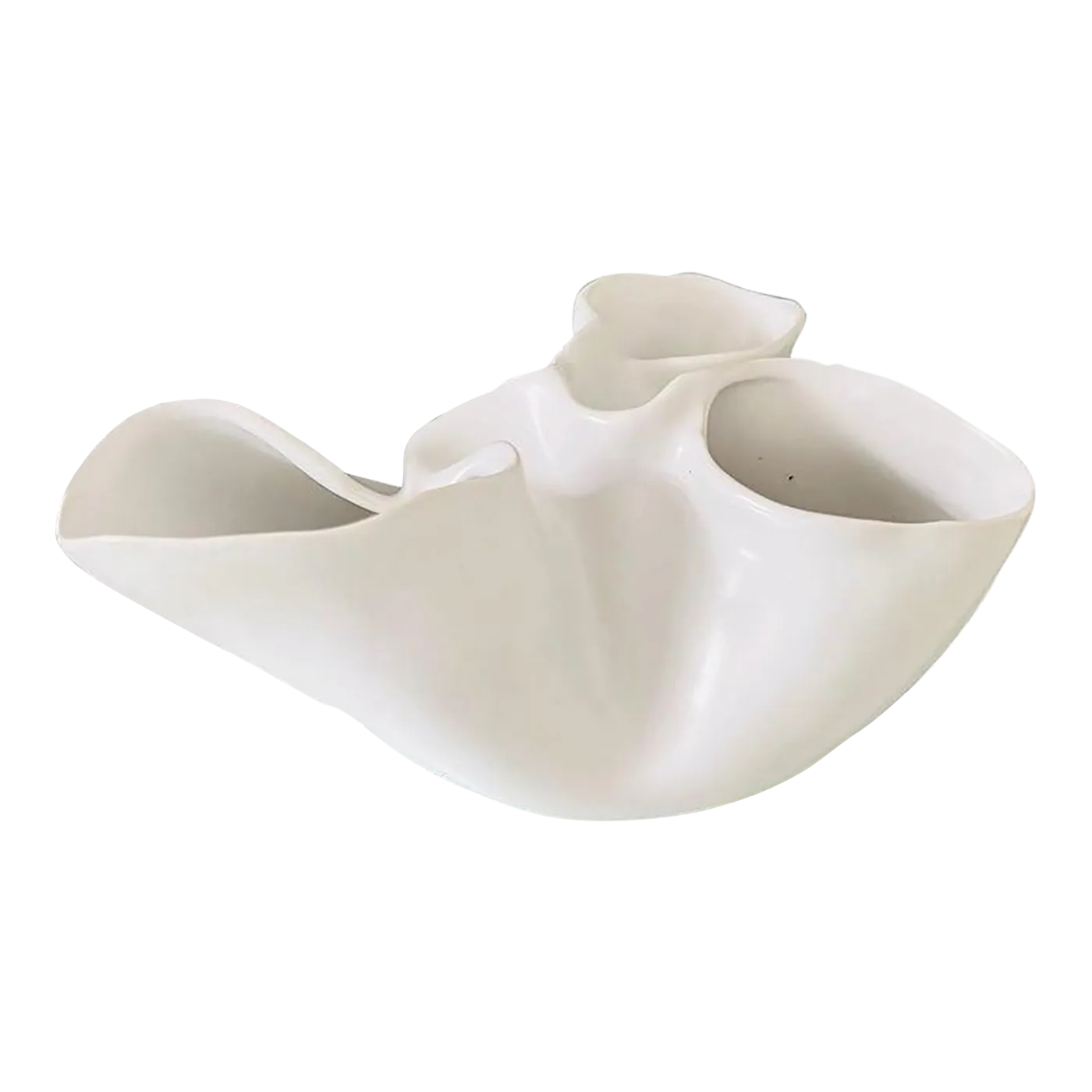 Organic Modern Ceramic Heart Valve Vase in Matte White Glaze | Chairish
