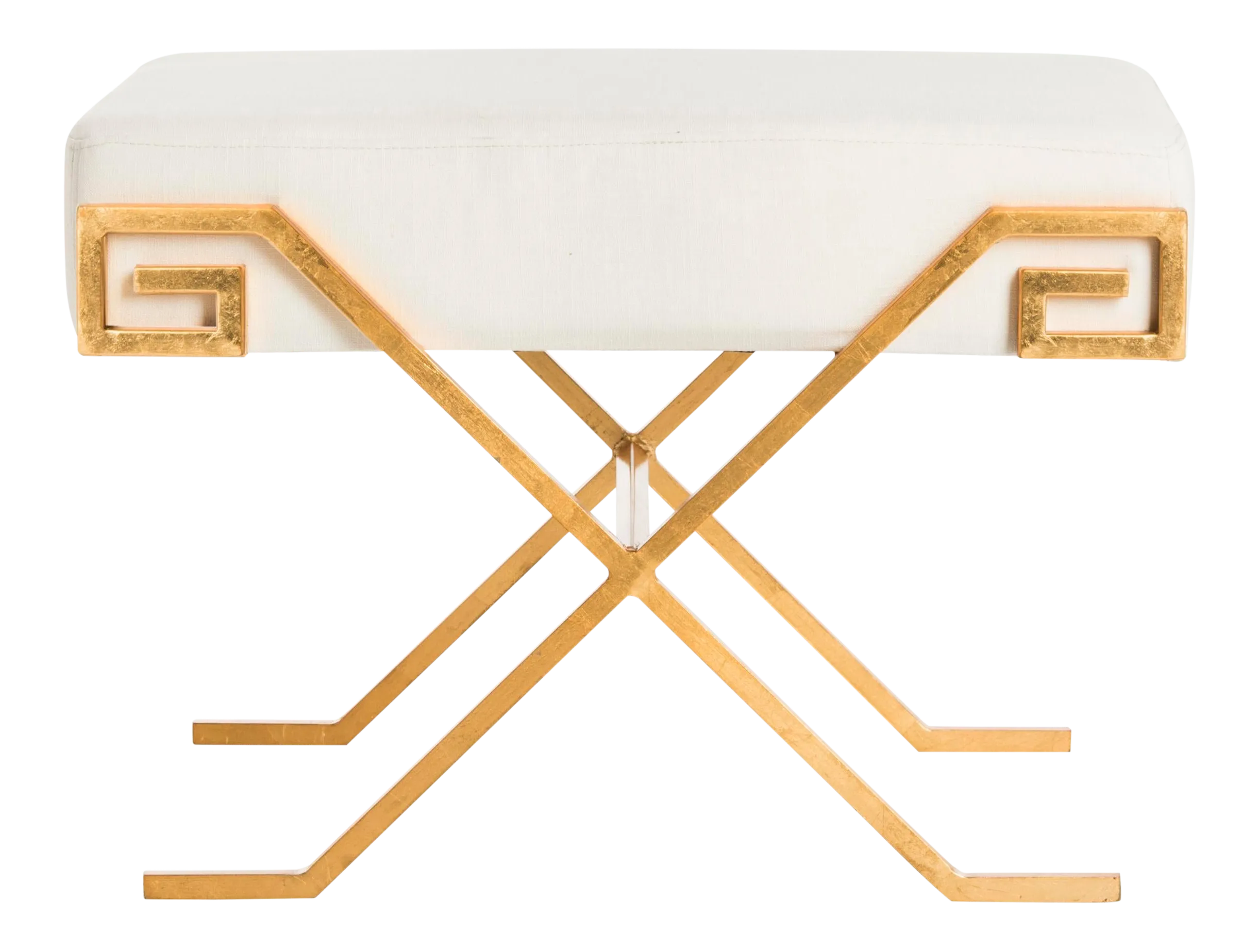 Greek Key Bench in Light Beige | Chairish