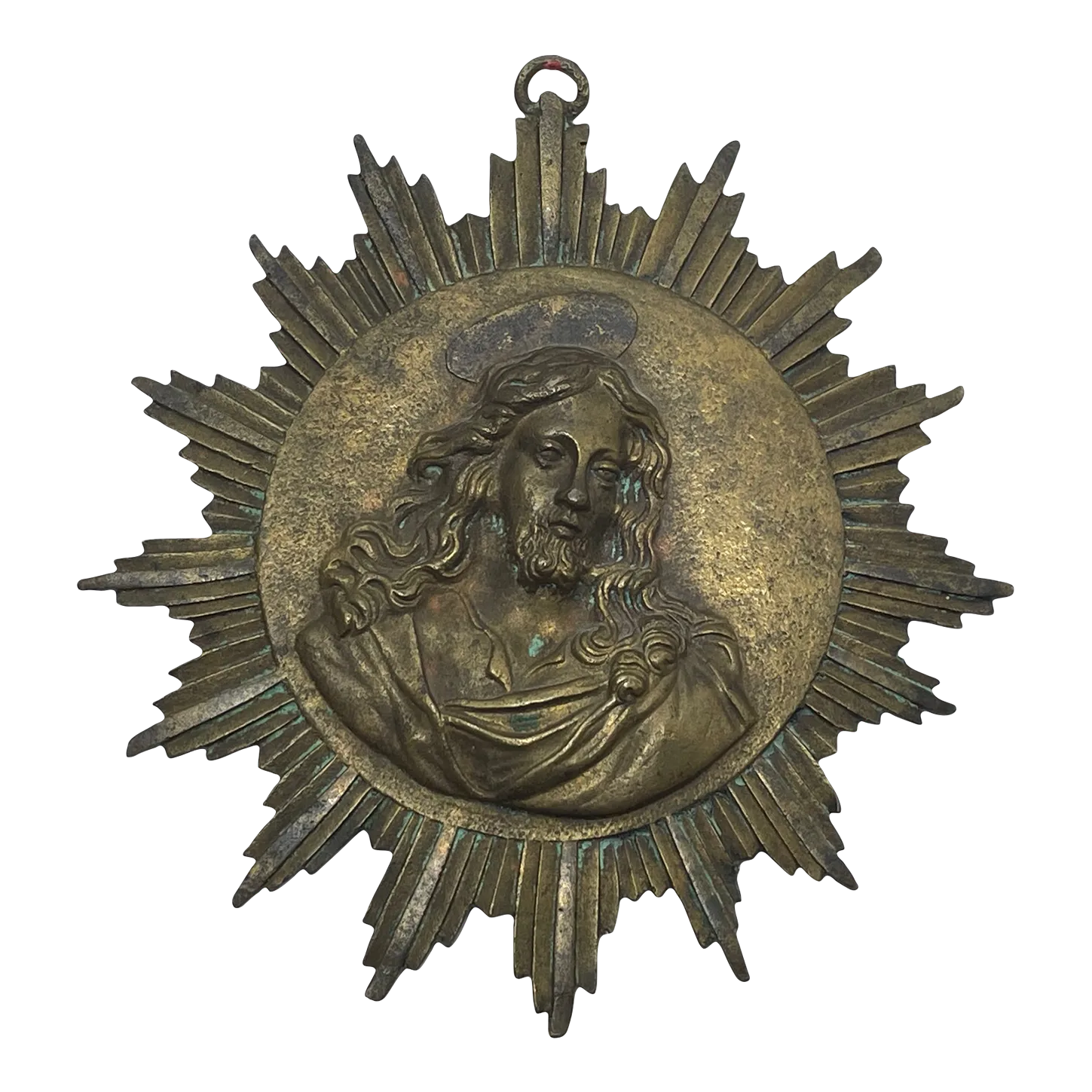 19th Century French Brass Religious Jesus Sunburst Icon | Chairish