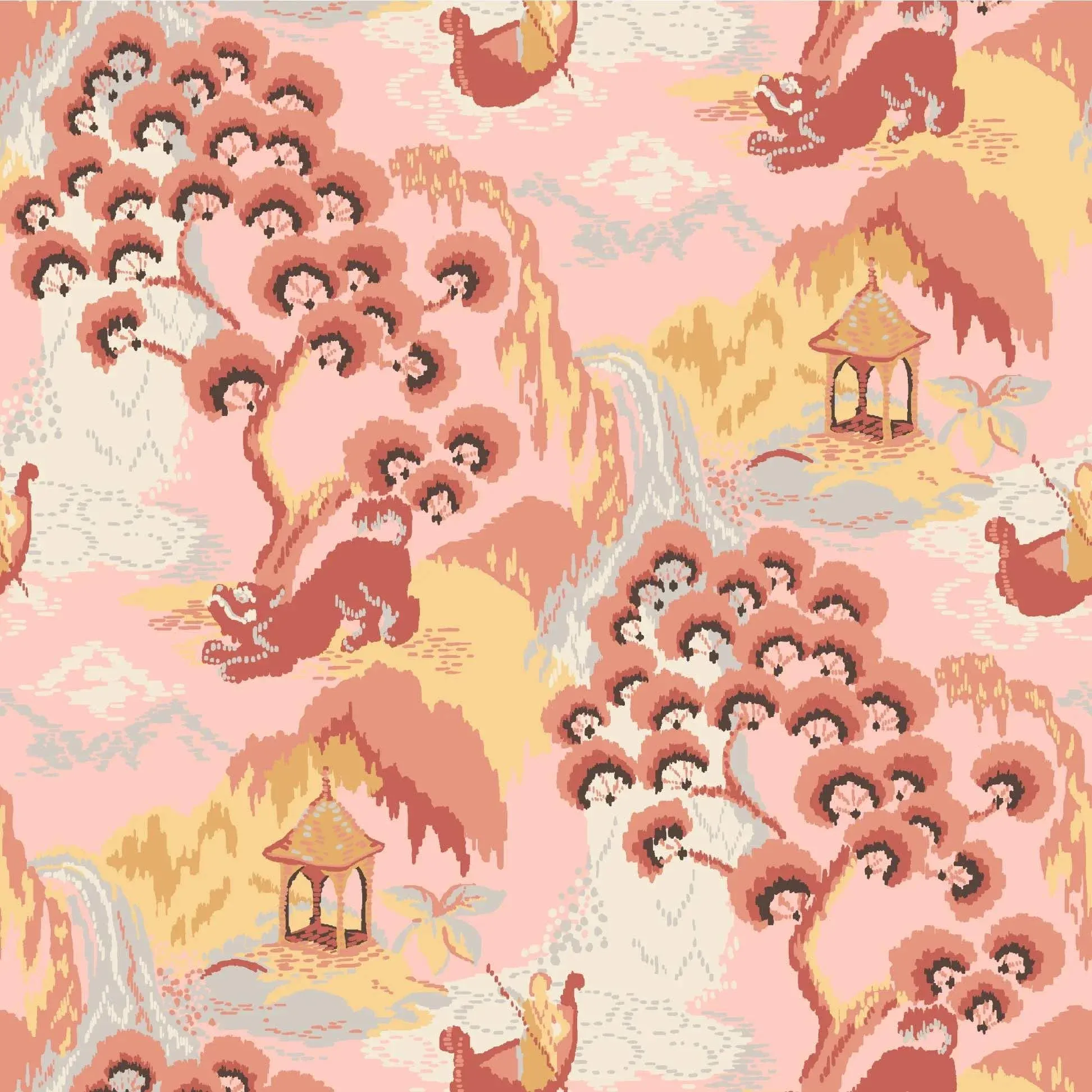 Old Peking Bahama Pink Wallpaper Sample | Chairish