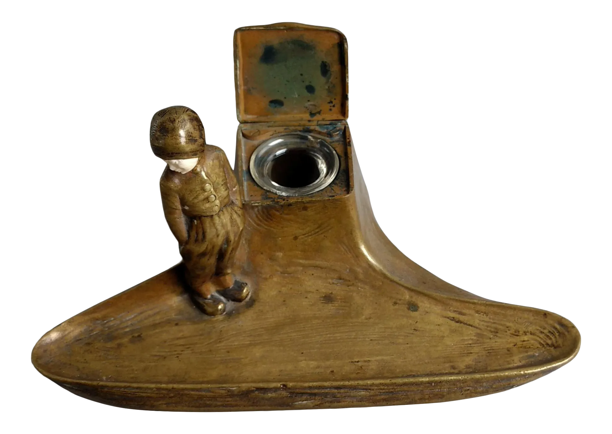 Peter Tereszczuk "Art Nouveau" Gilt Bronze Dutch Boy Figure Inkwell ...