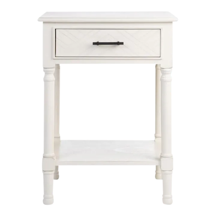 Peyton 1 Drawer Accent Table - Distressed White | Chairish